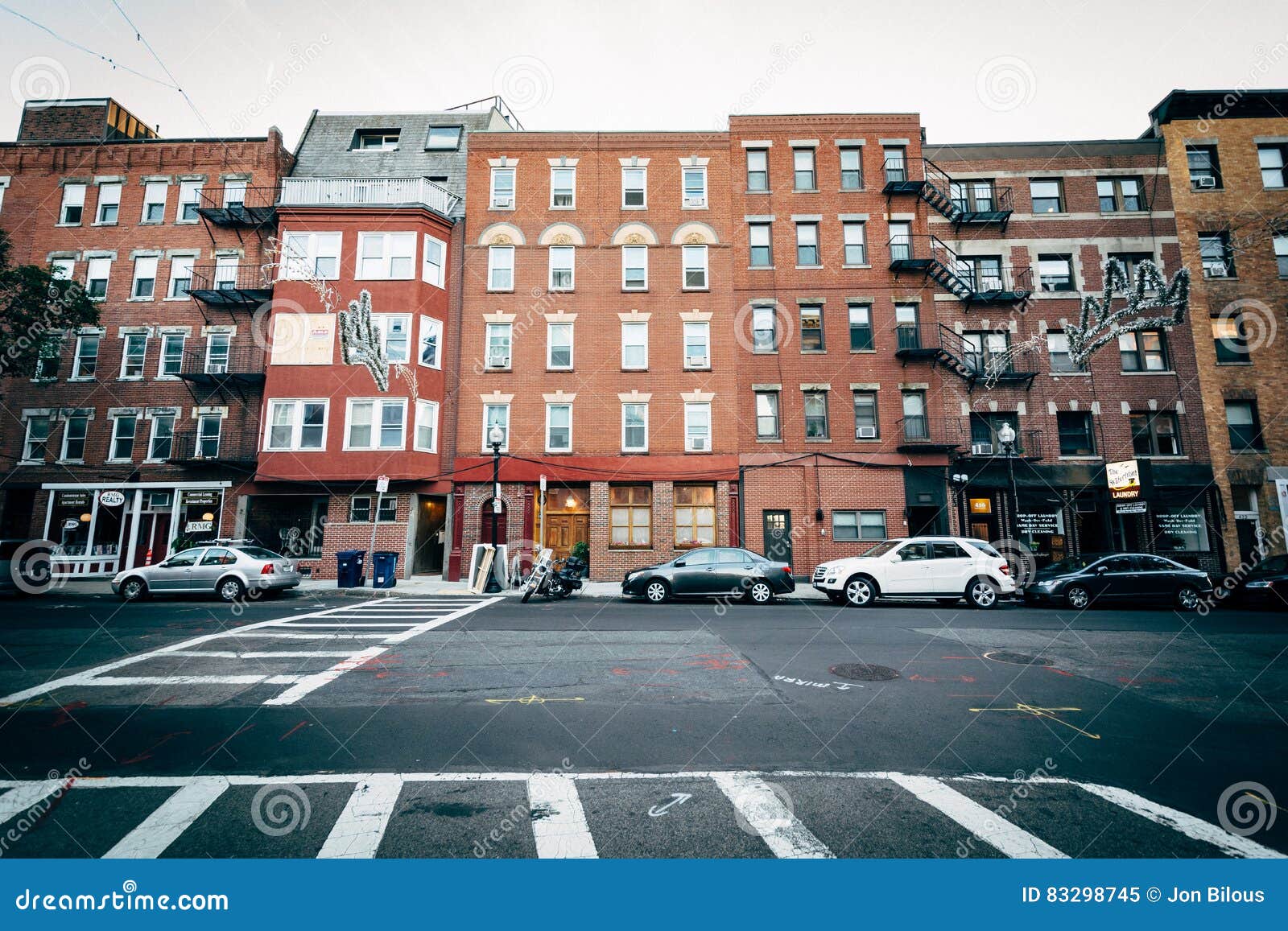 Intersection and Historic Buildings in the North End of Boston ...