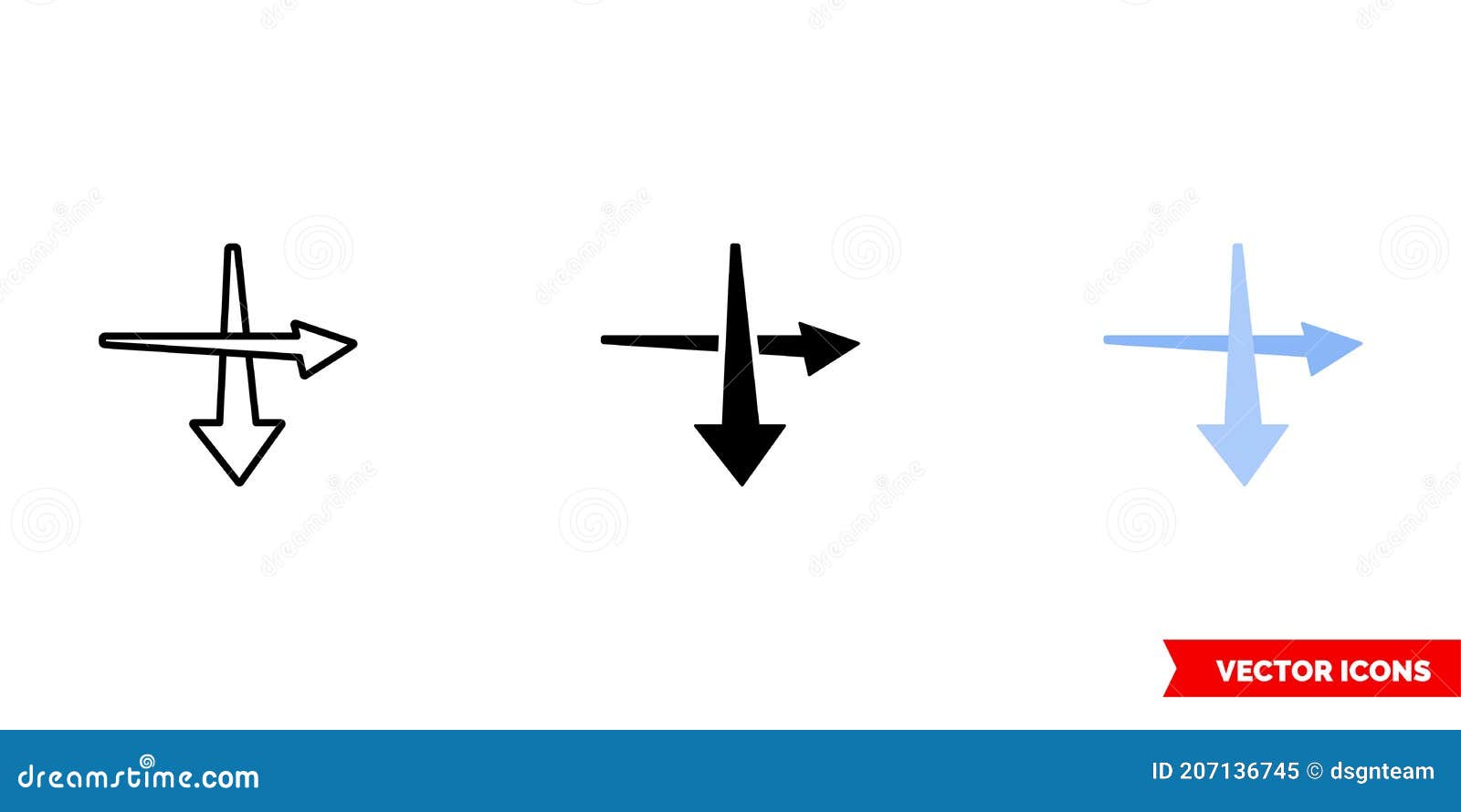 Intersection Icon of 3 Types Color, Black and White, Outline. Isolated ...