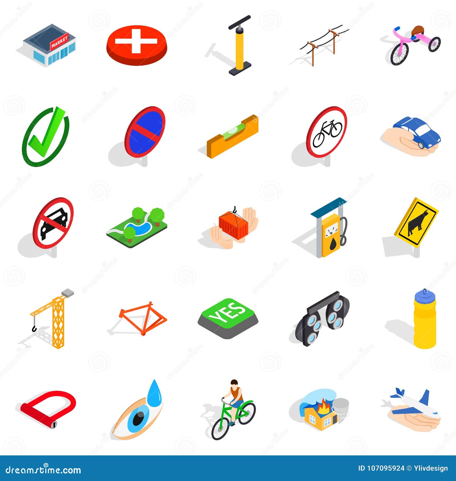 Intersection Icons Set, Isometric Style Stock Vector - Illustration of ...