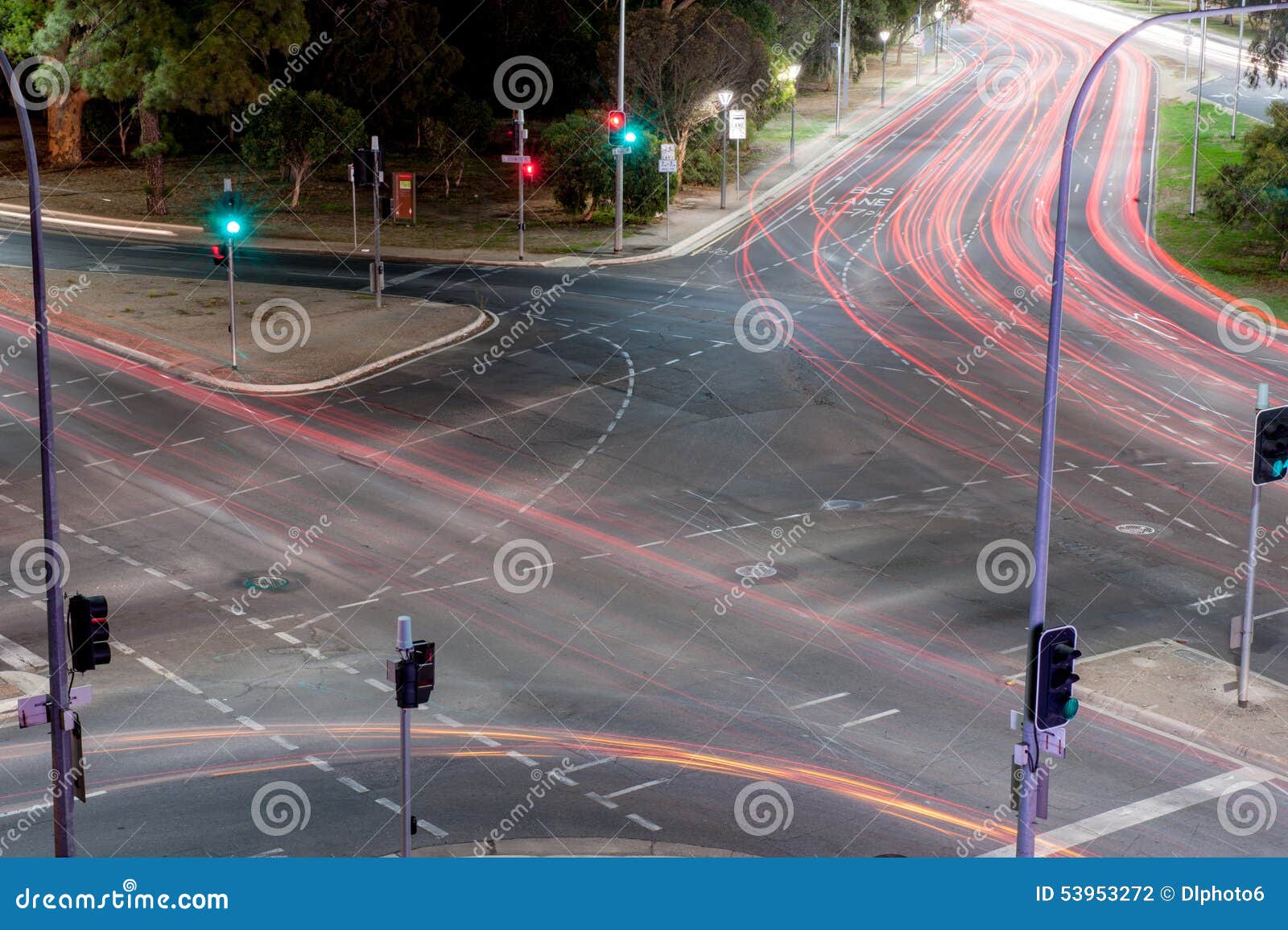 Intersection Light Trails stock photo. Image of bypass - 53953272