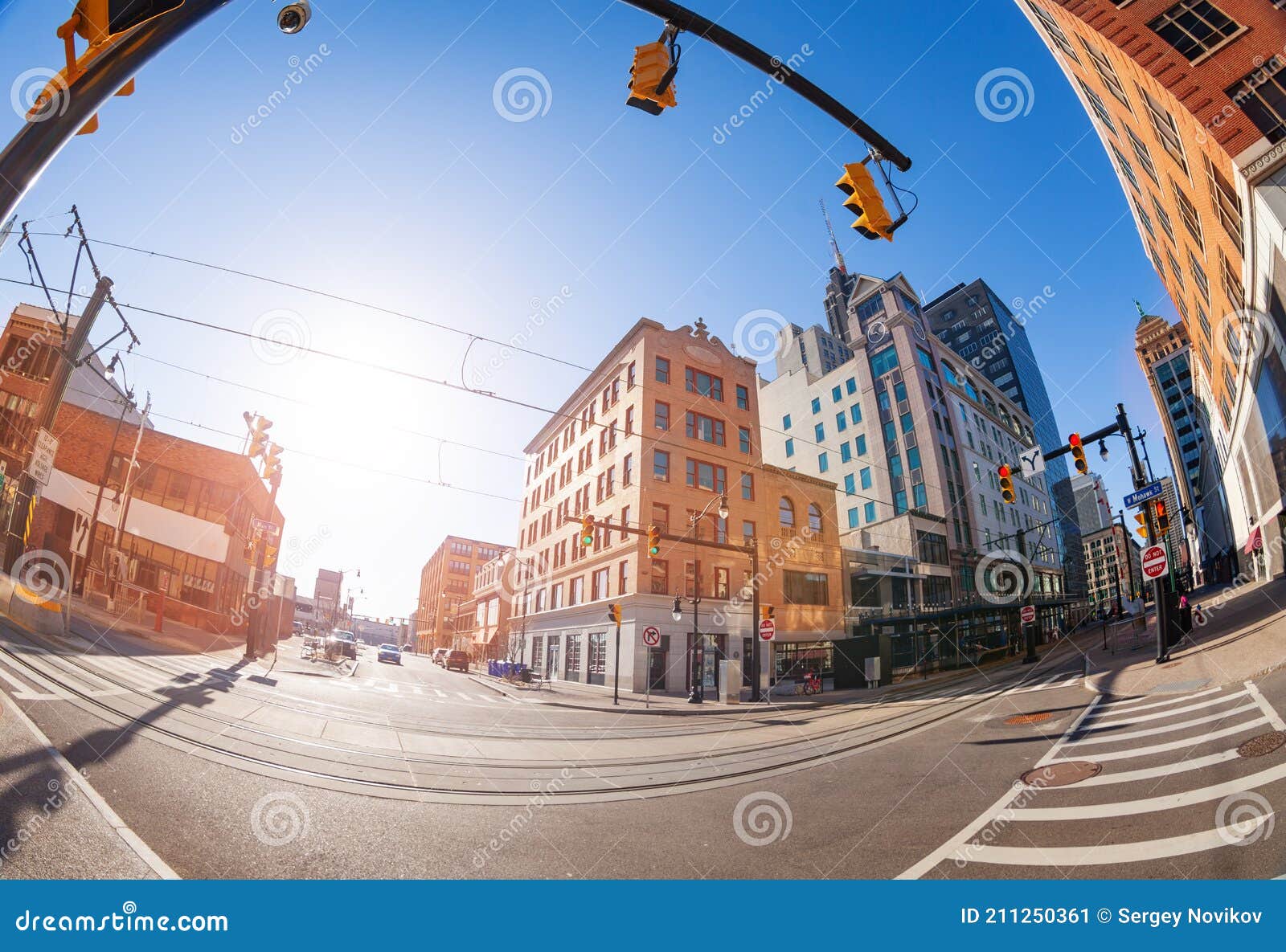 Intersection on Main Street in Buffalo Downtown Stock Image - Image of traffic, landmark: 211250361