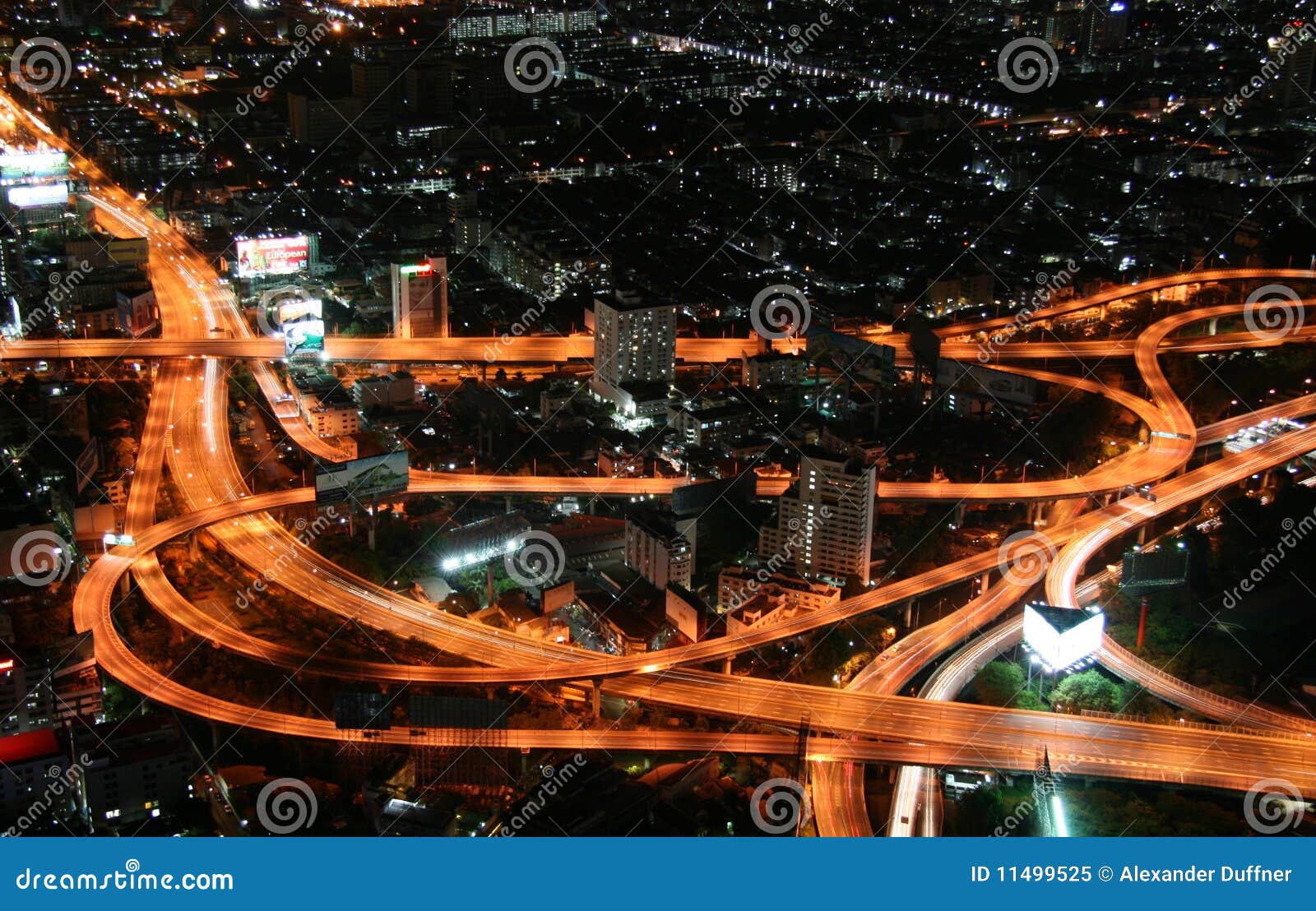 Intersection at Night Aerial View Editorial Image - Image of highway ...