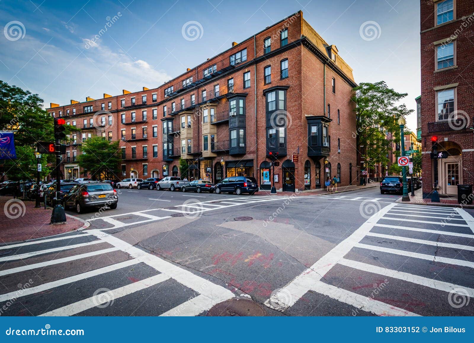 Intersection and Old Buildings in Beacon Hill, Boston, Massachusetts ...