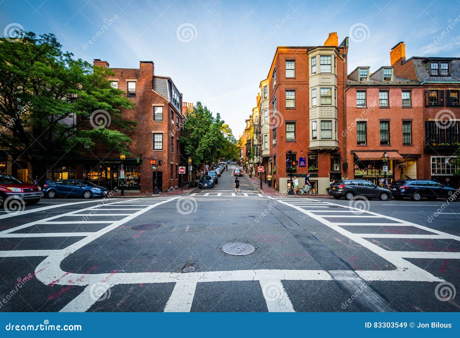 Intersection and Old Buildings in Beacon Hill, Boston, Massachusetts ...