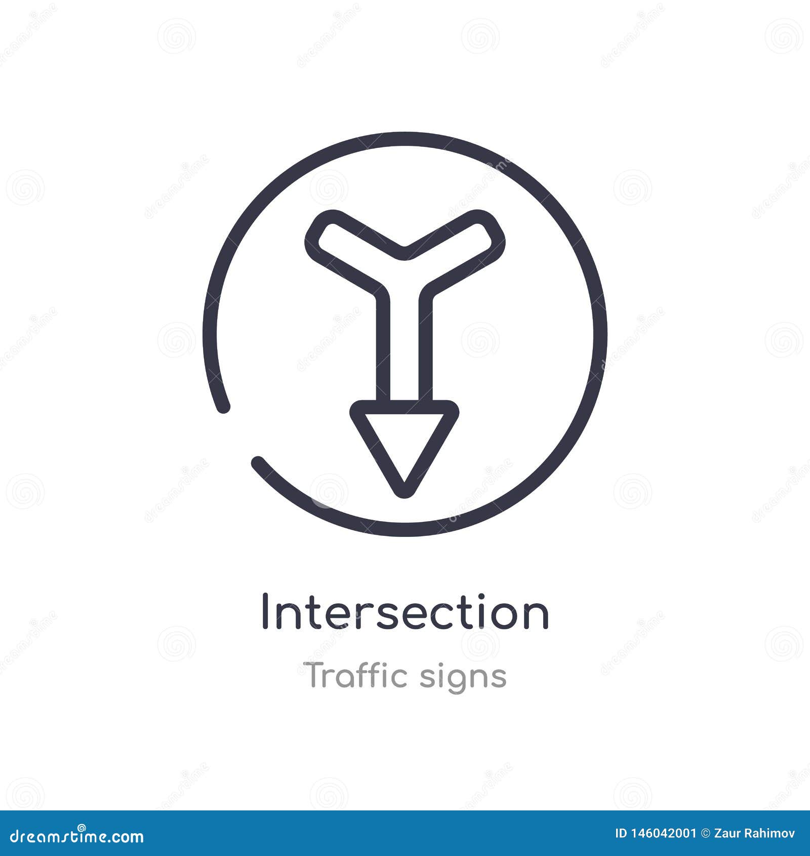 Intersection Outline Icon. Isolated Line Vector Illustration from ...