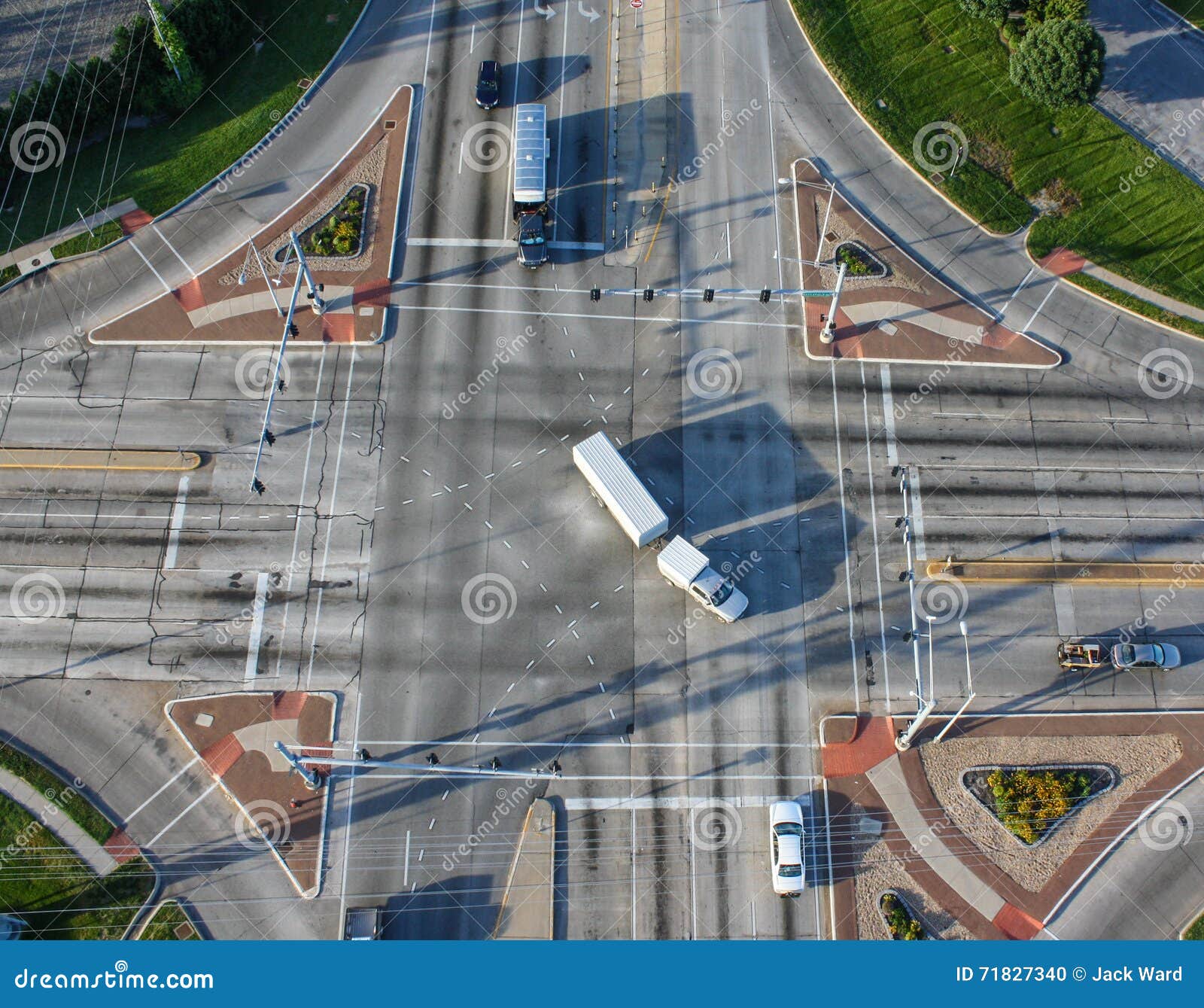 Intersection Overhead of Traffic Following Signs. Stock Photo - Image ...
