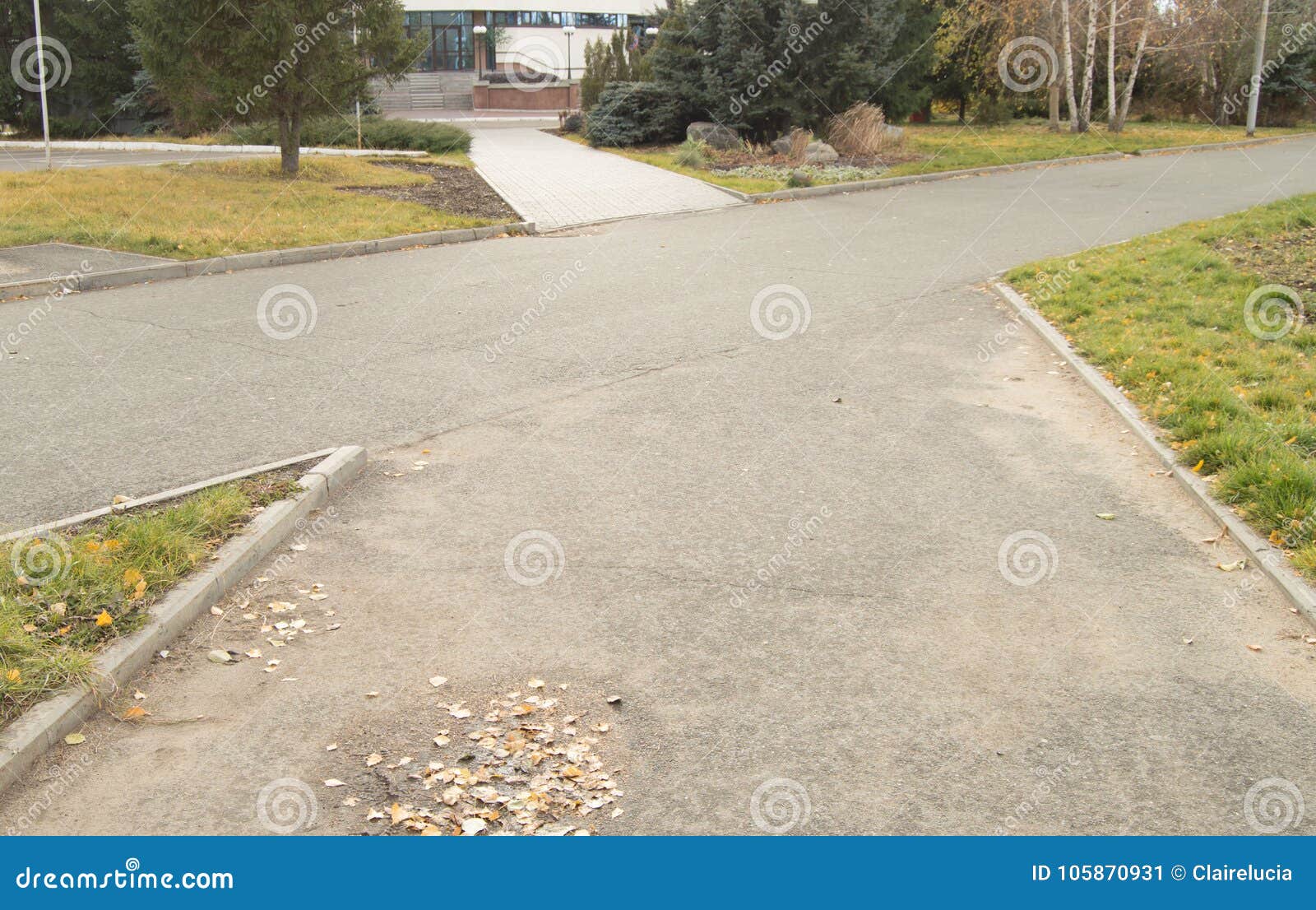 The Intersection of Paved Paths in the Park Stock Image - Image of ...