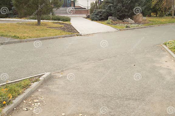 The Intersection of Paved Paths in the Park Stock Image - Image of ...