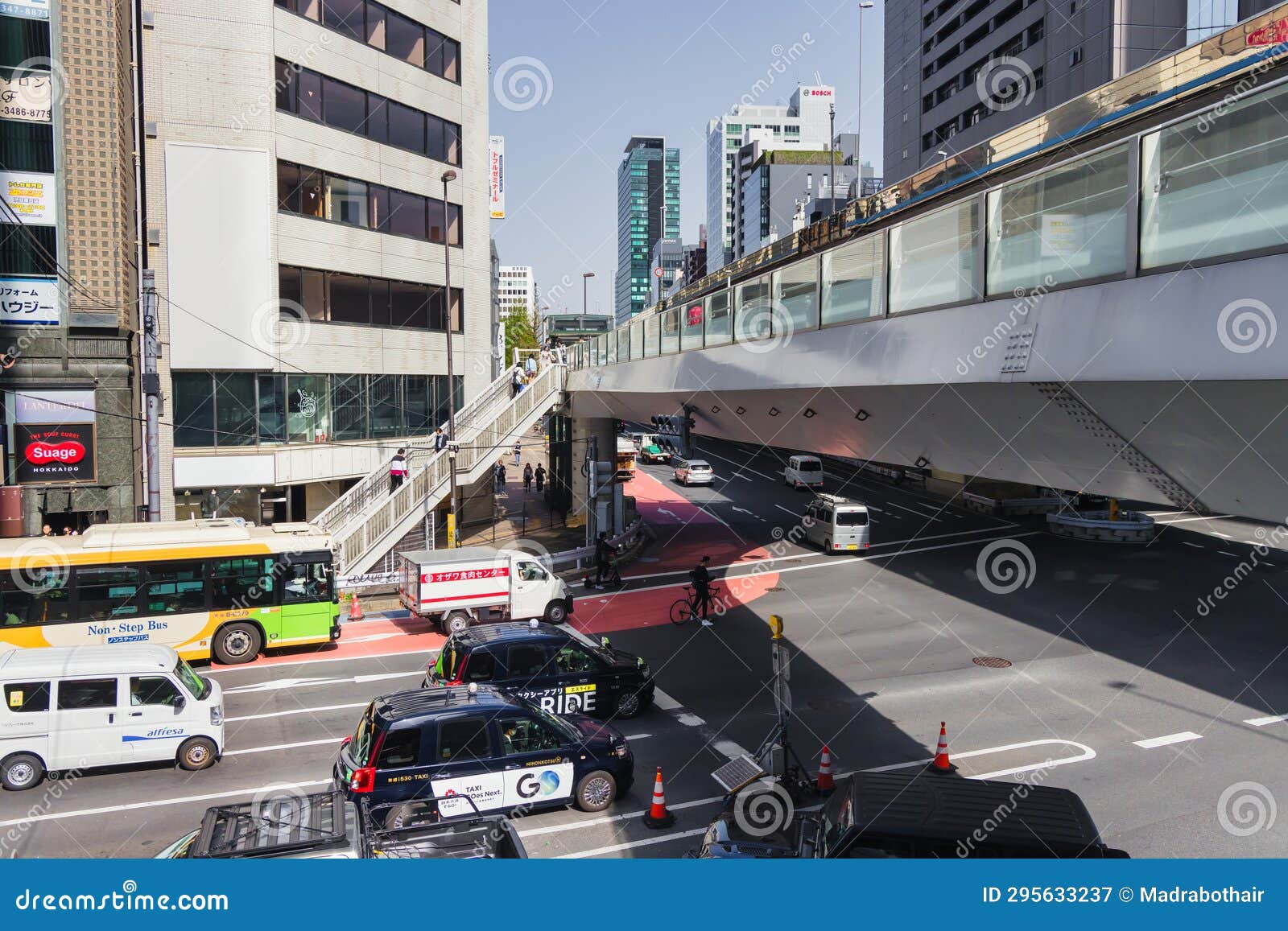 Intersection with Pedestrian Overpasses in Shibuya, Tokyo, Japan ...