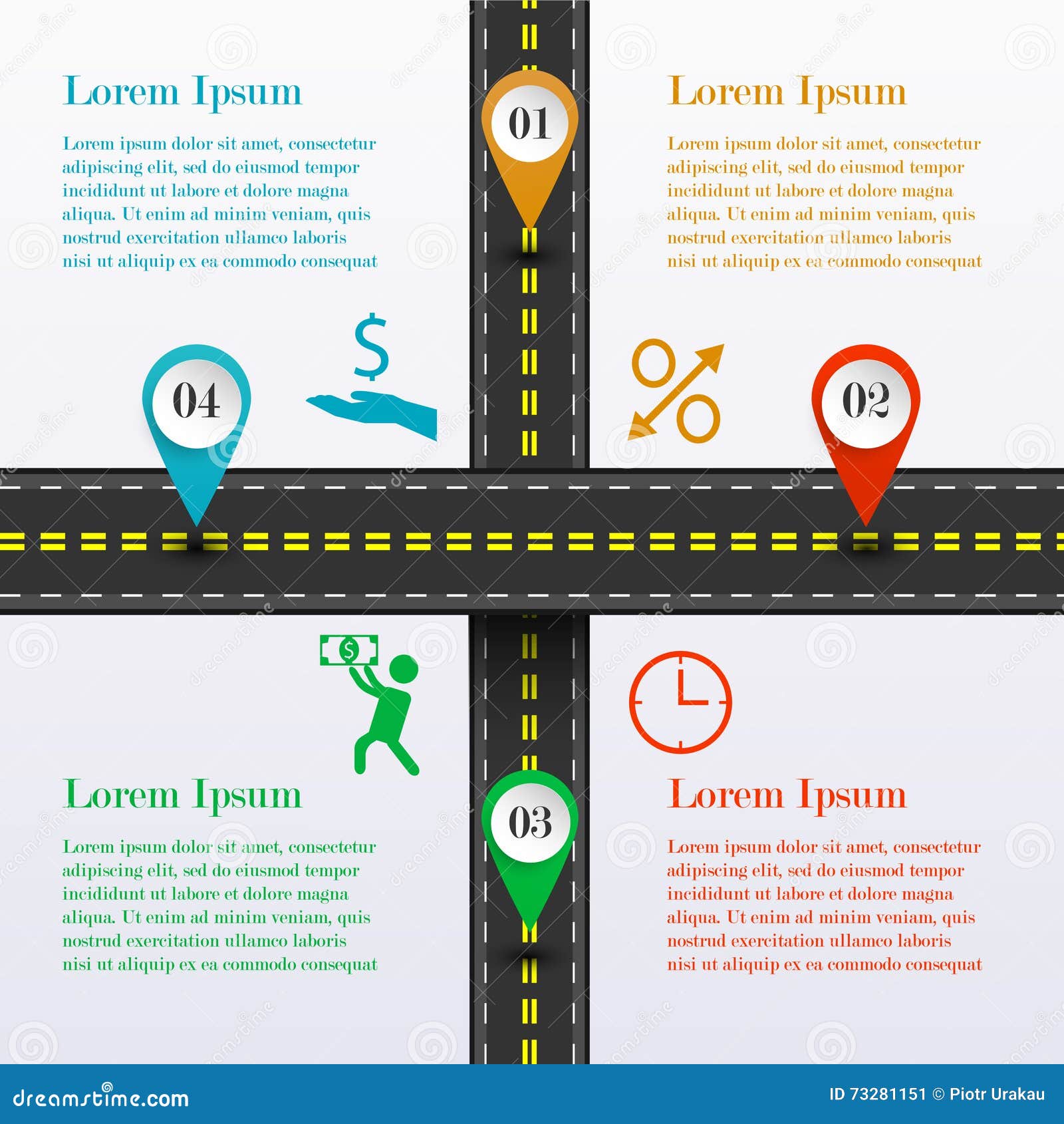 Intersection Road Infographic Stock Vector - Illustration of brochure ...