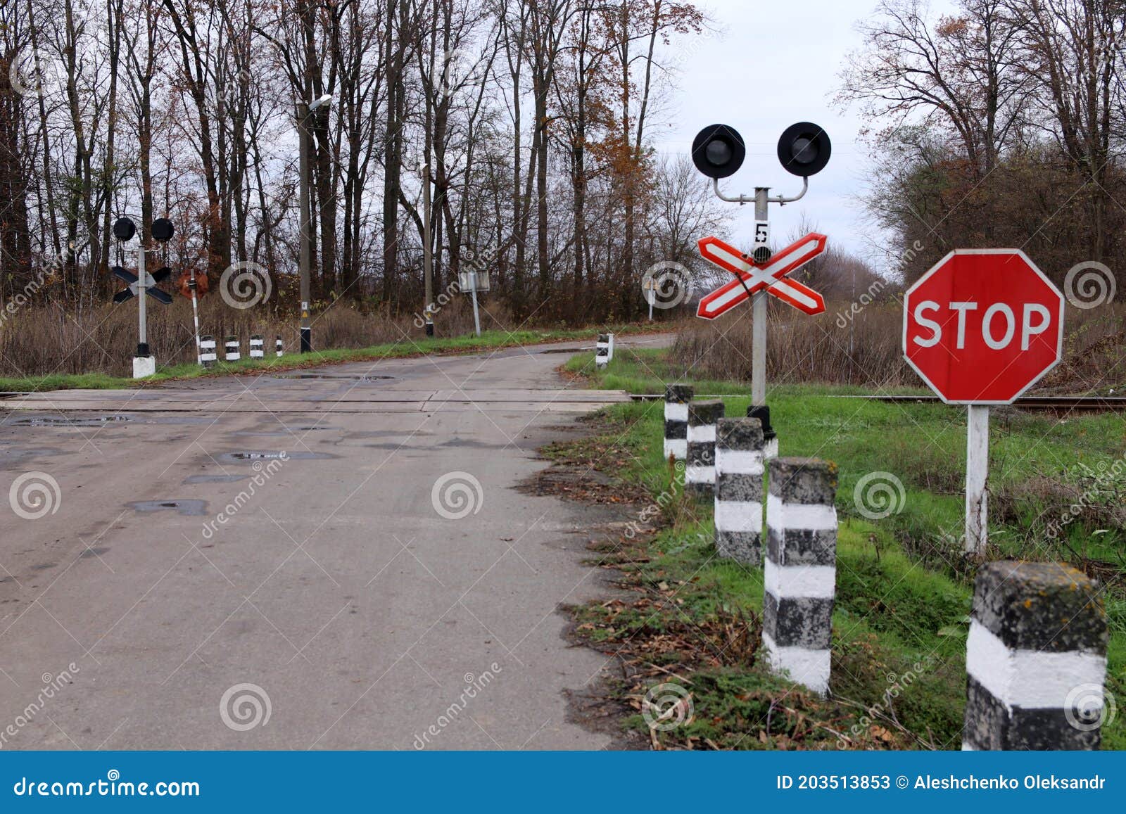 The Intersection of a Road and a Railway. Stock Image - Image of safety ...
