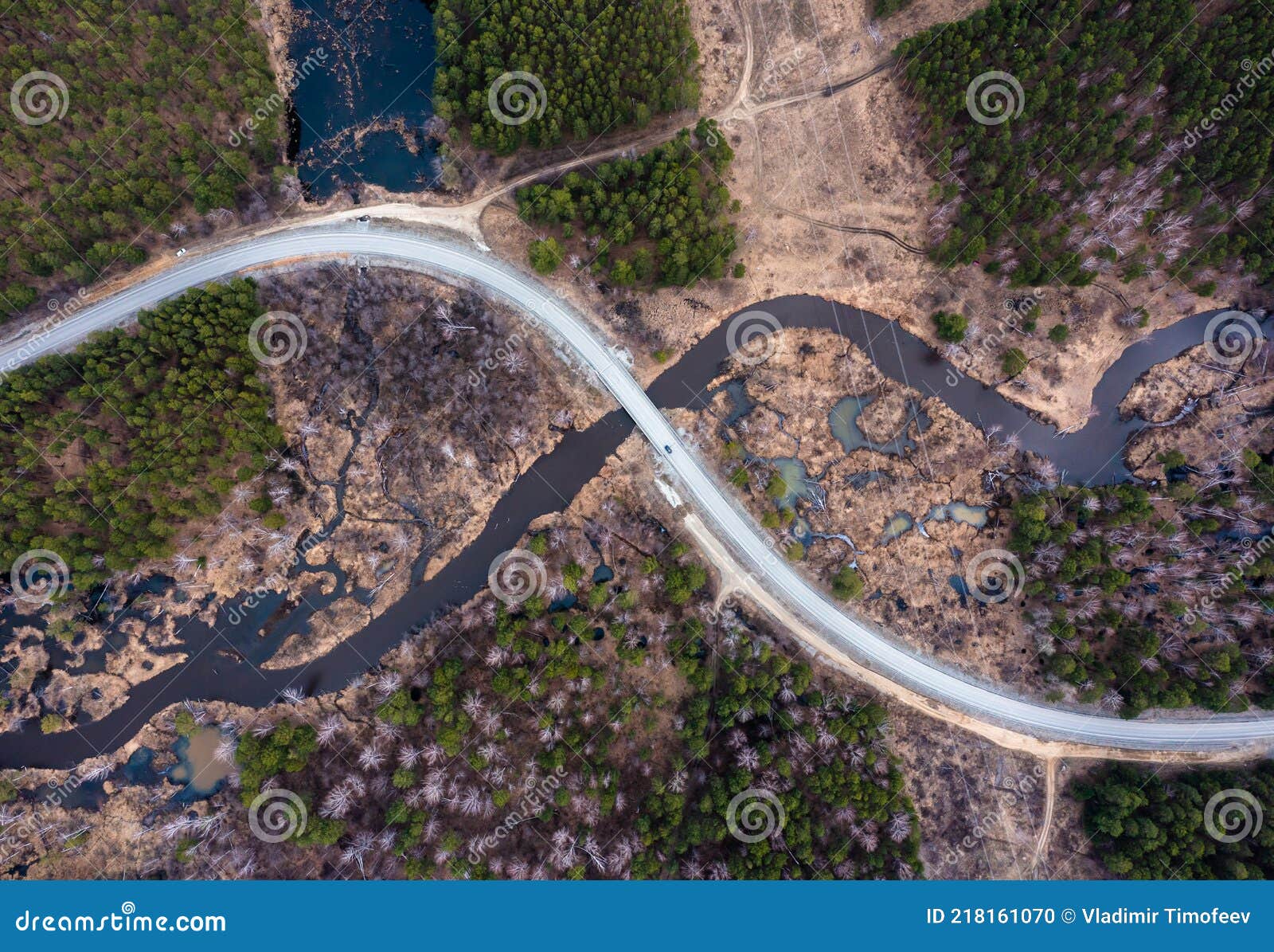 Intersection of a Road and a River in the Form of an Infinity Sign ...