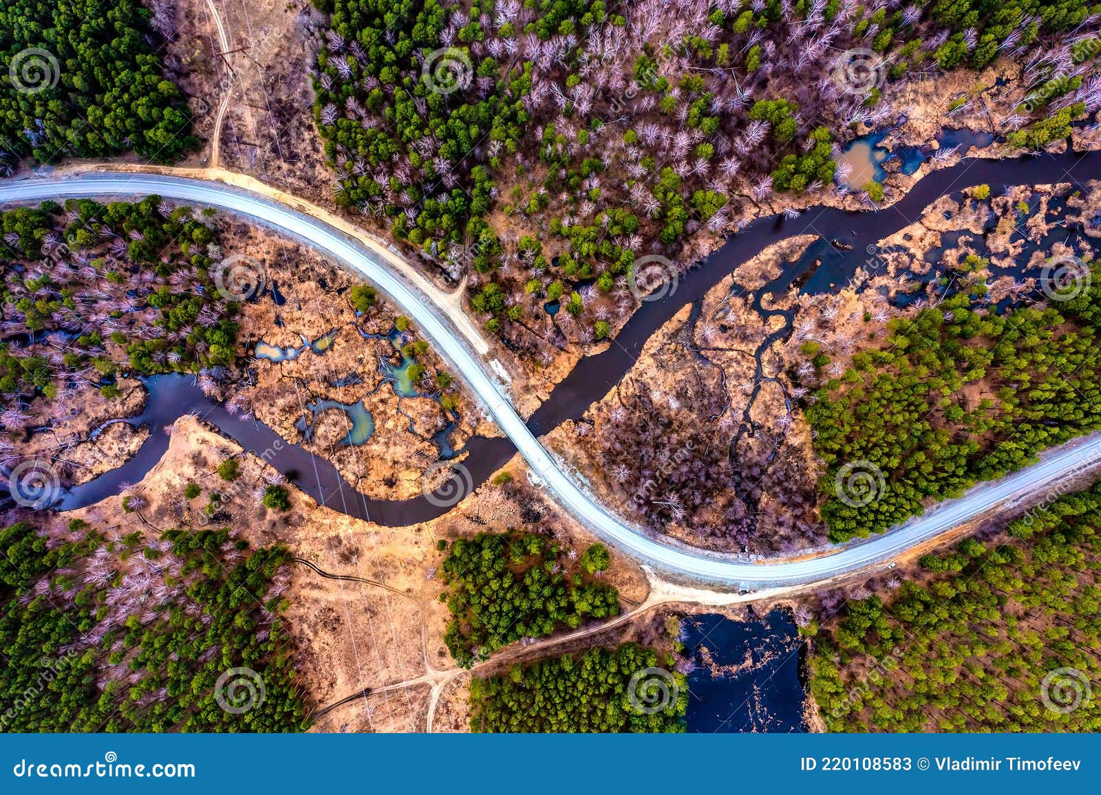 Intersection of a Road and a River in the Form of an Infinity Sign ...