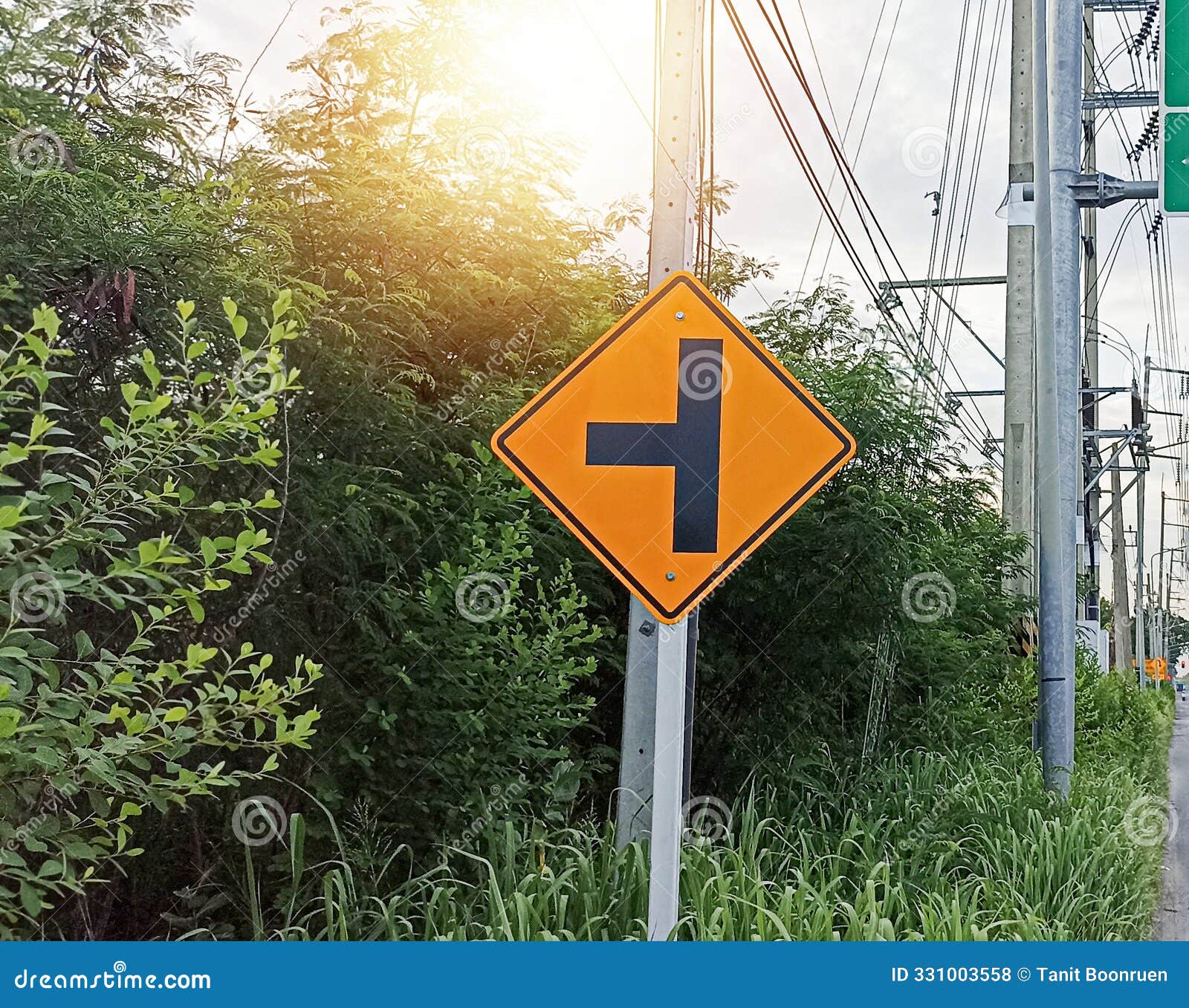 Intersection Sign Ahead, Traffic Sign, Road Sign Stock Photo - Image of ...
