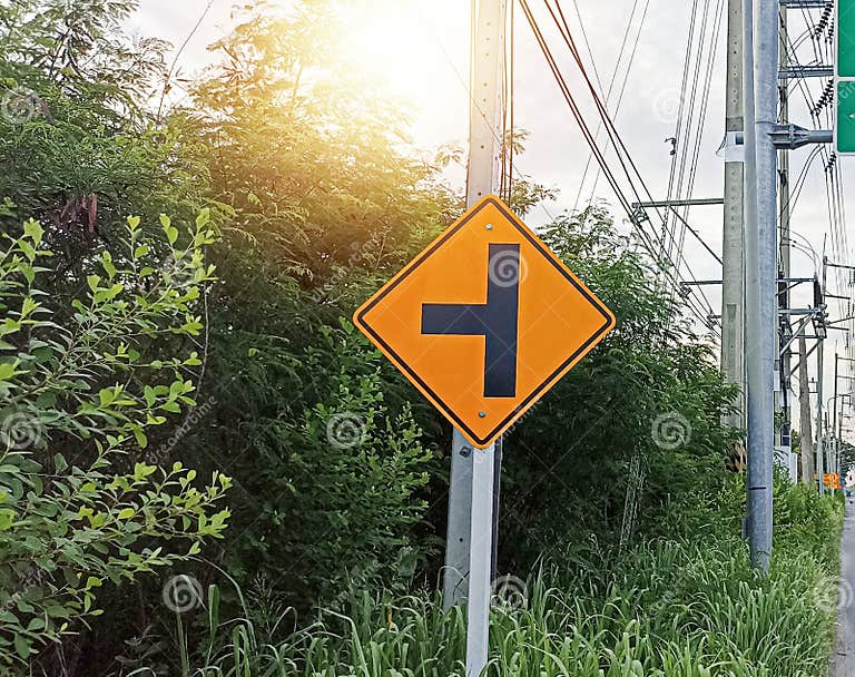 Intersection Sign Ahead, Traffic Sign, Road Sign Stock Photo - Image of ...