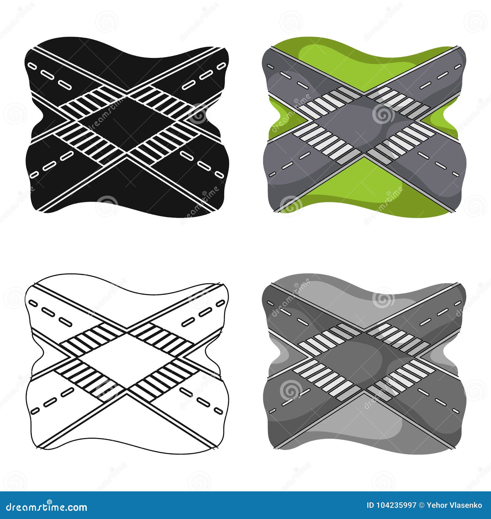 Intersection Single Icon in Cartoon Style.Intersection Vector Symbol ...