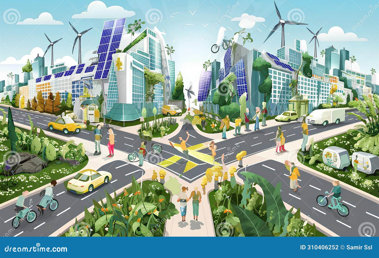 The Intersection of Technology and Nature Stock Illustration ...