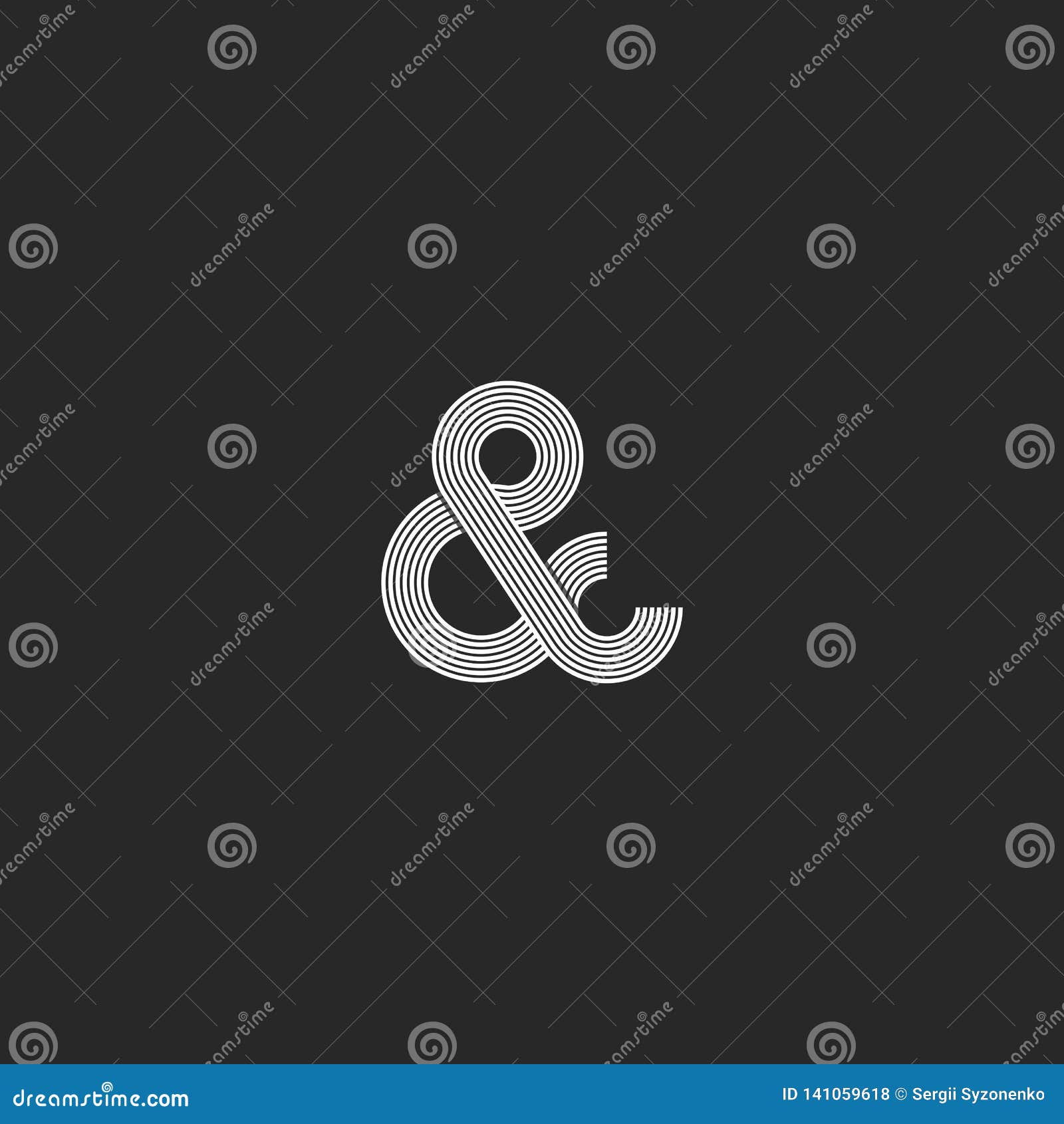 Intersection Thin Line Ampersand Logo Monogram Black And White, Wedding ...