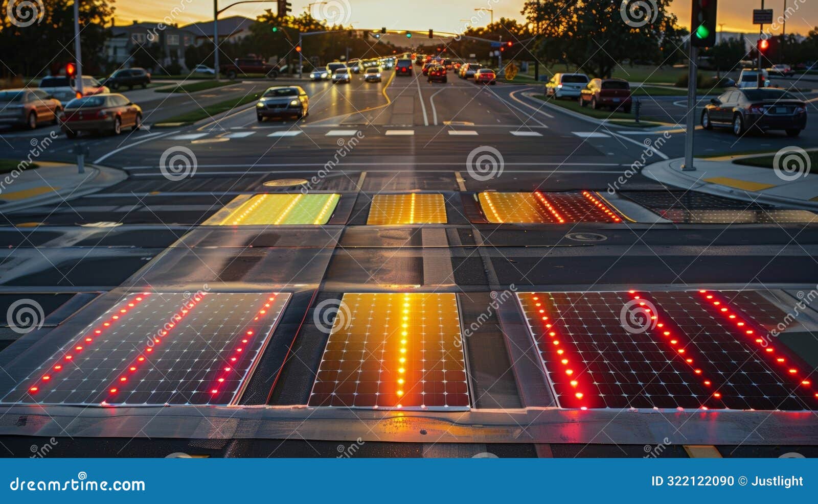 An Intersection with Traffic Lights Powered by Solar Roadways Saving ...