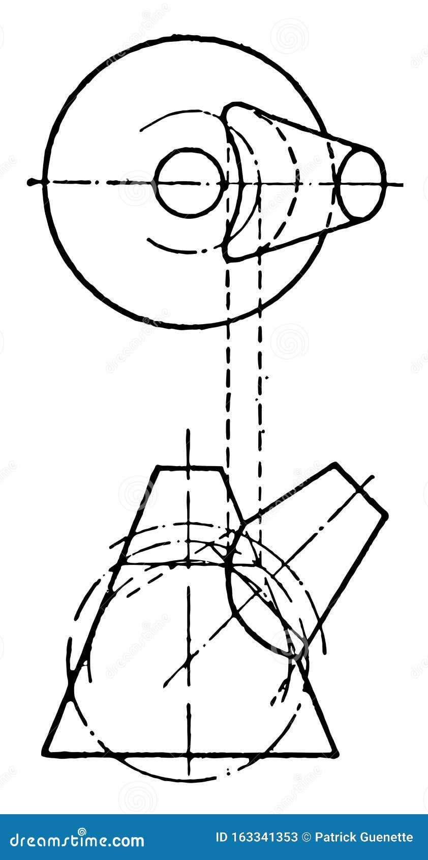 Intersection of Two Cones Vintage Illustration Stock Vector ...