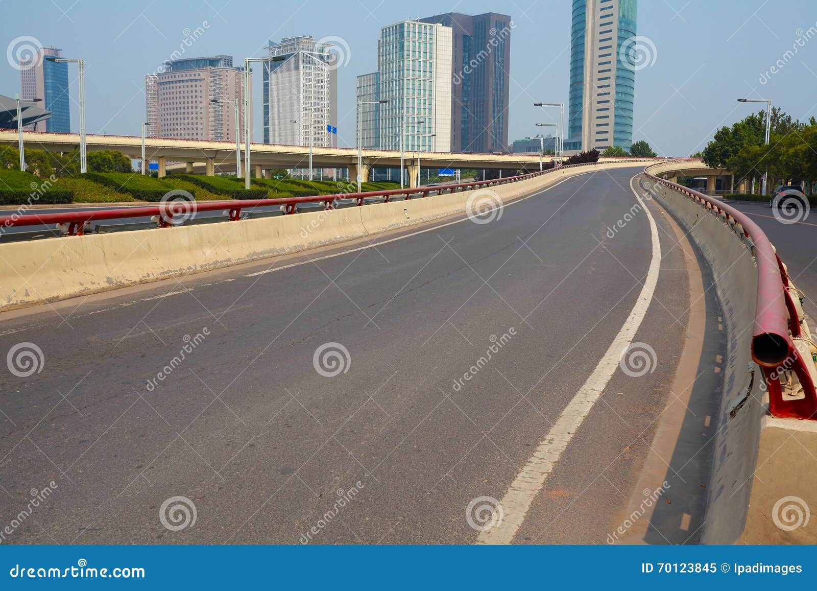 Intersection of Urban Overpass and Highway Stock Image - Image of ...