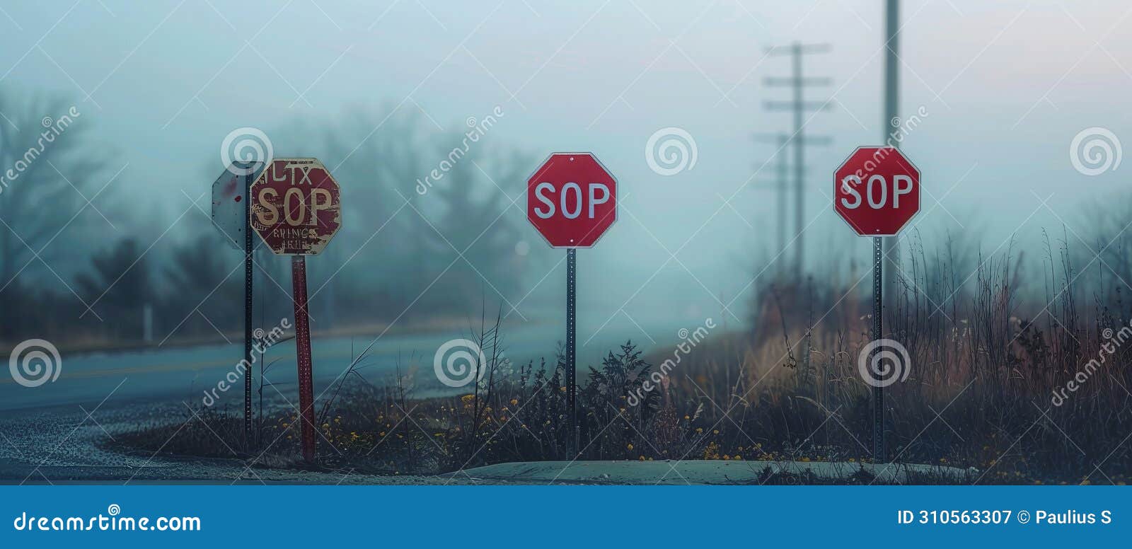 Intersections of Reflection: a Compilation of Stop Signs --ar Stock ...