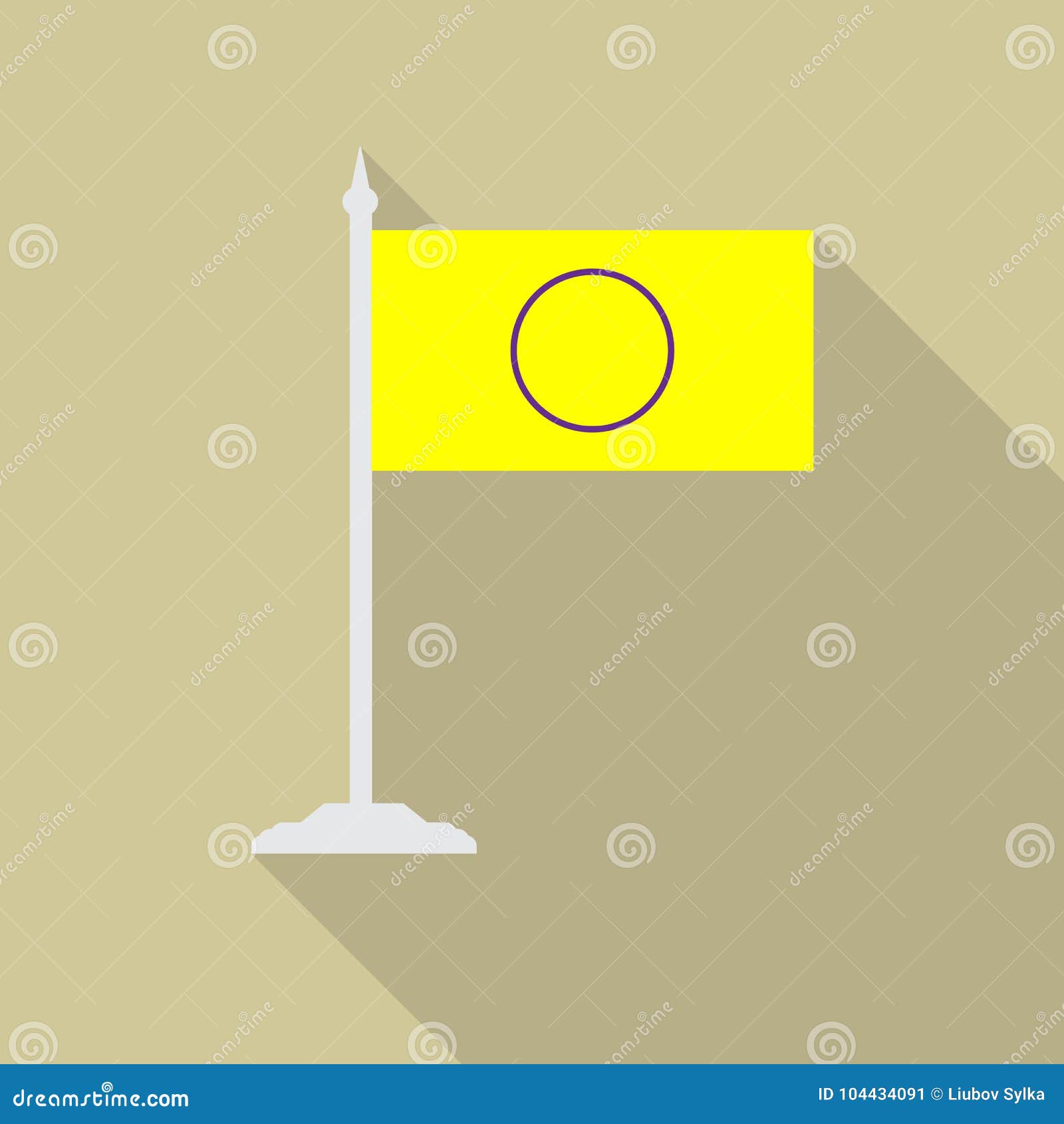 Intersex Pride Flag With Flagpole Flat Icon With Long Shadow Vector
