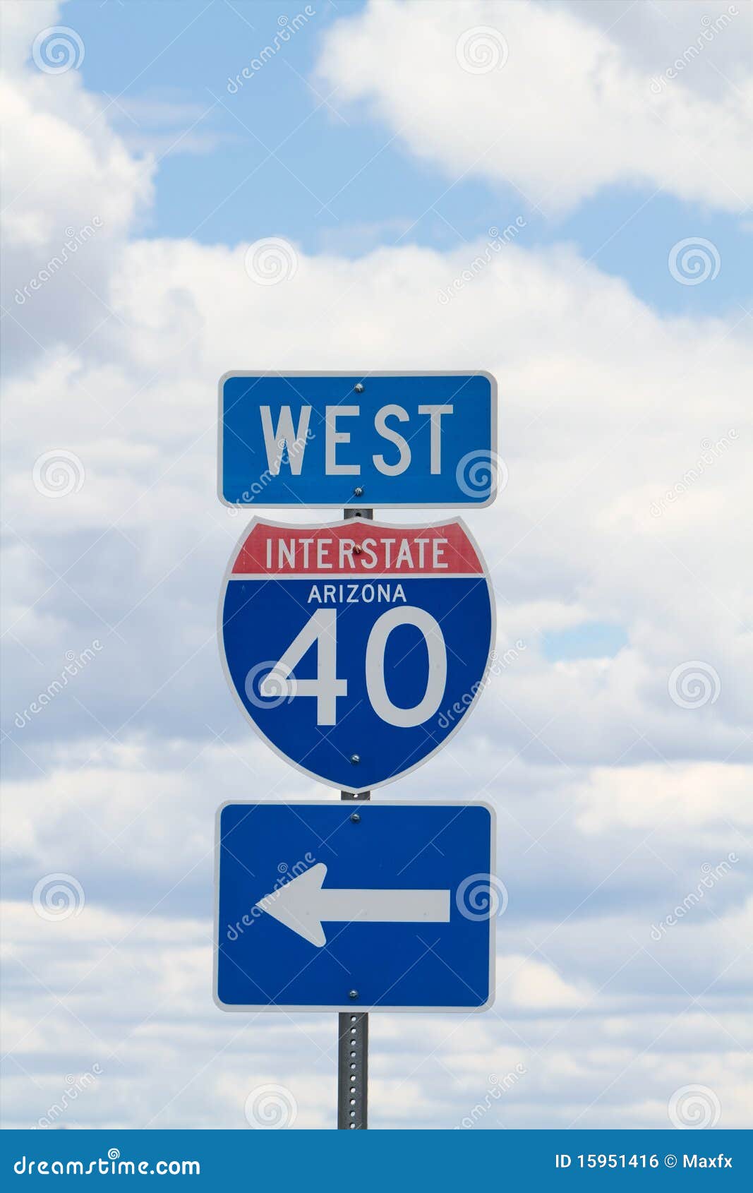 Interstate 40 road sign stock photo. Image of arrow, arizona - 15951416