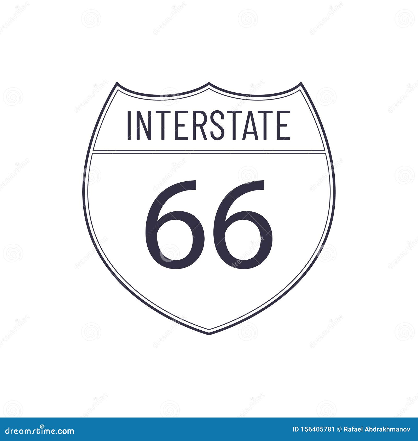 Interstate 66. American Highway Map Sign. Vector Outline Shield ...