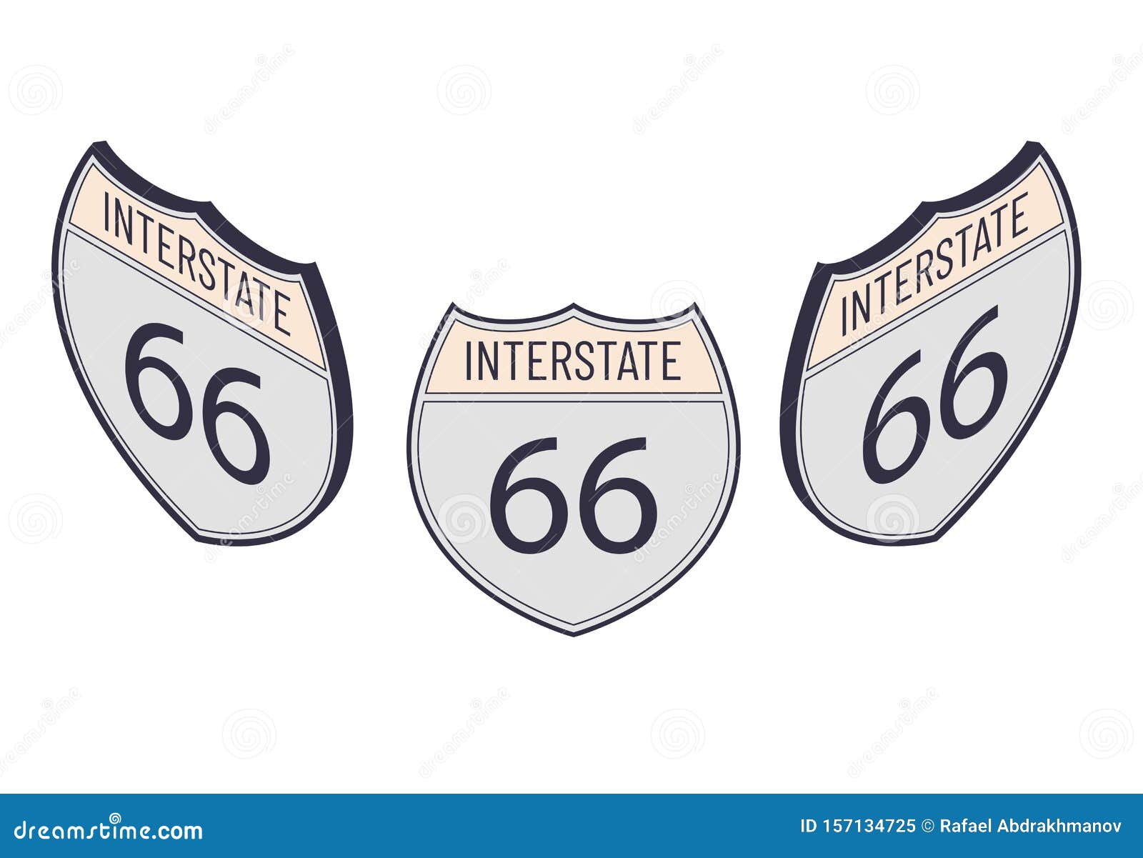 Interstate 66. American Isometric Highway Map Sign. Vector Outline ...