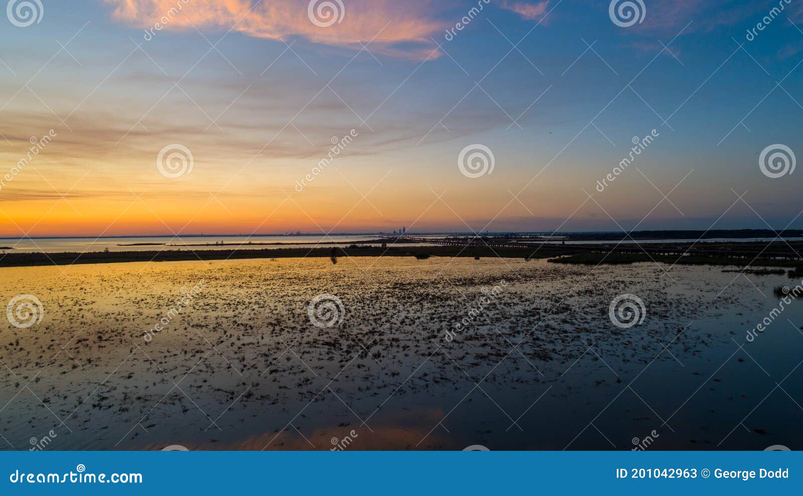Interstate 10 Bridge on Mobile Bay at Sunset in November Stock Image ...