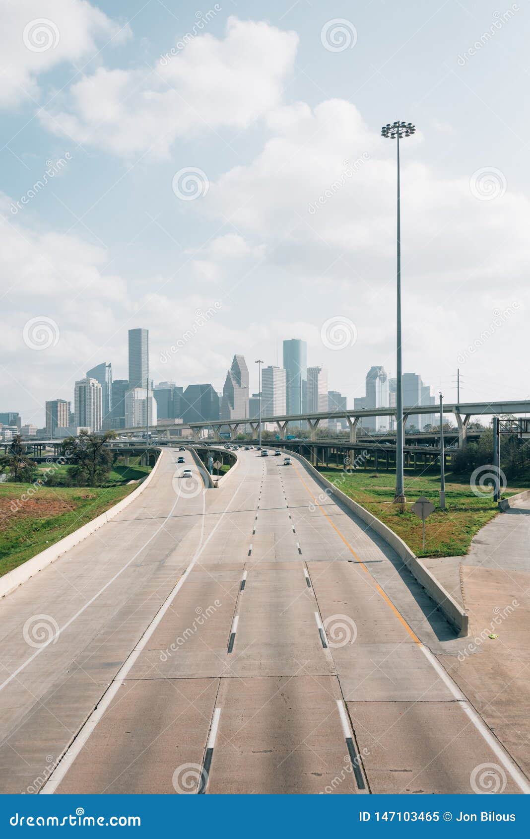 Interstate 45 and the Downtown Houston Skyline, in Houston, Texas Stock ...
