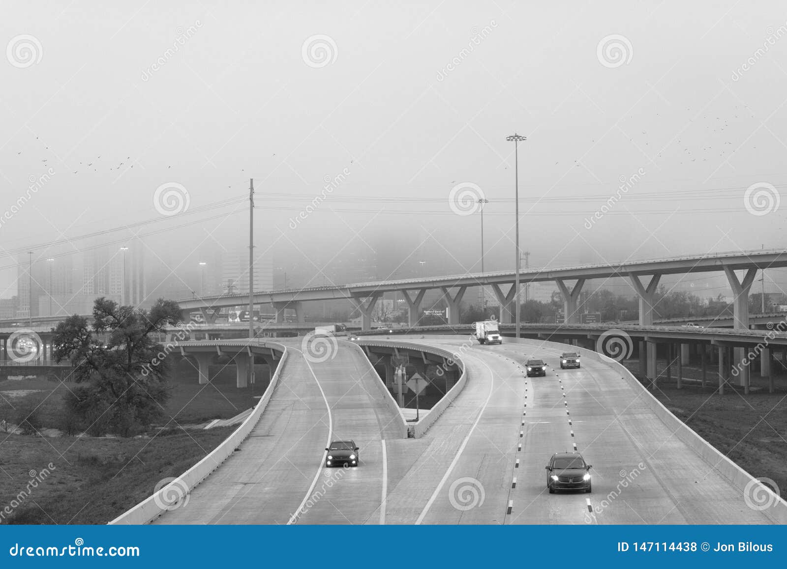Interstate 45 in Fog, in Houston, Texas Stock Photo - Image of ...