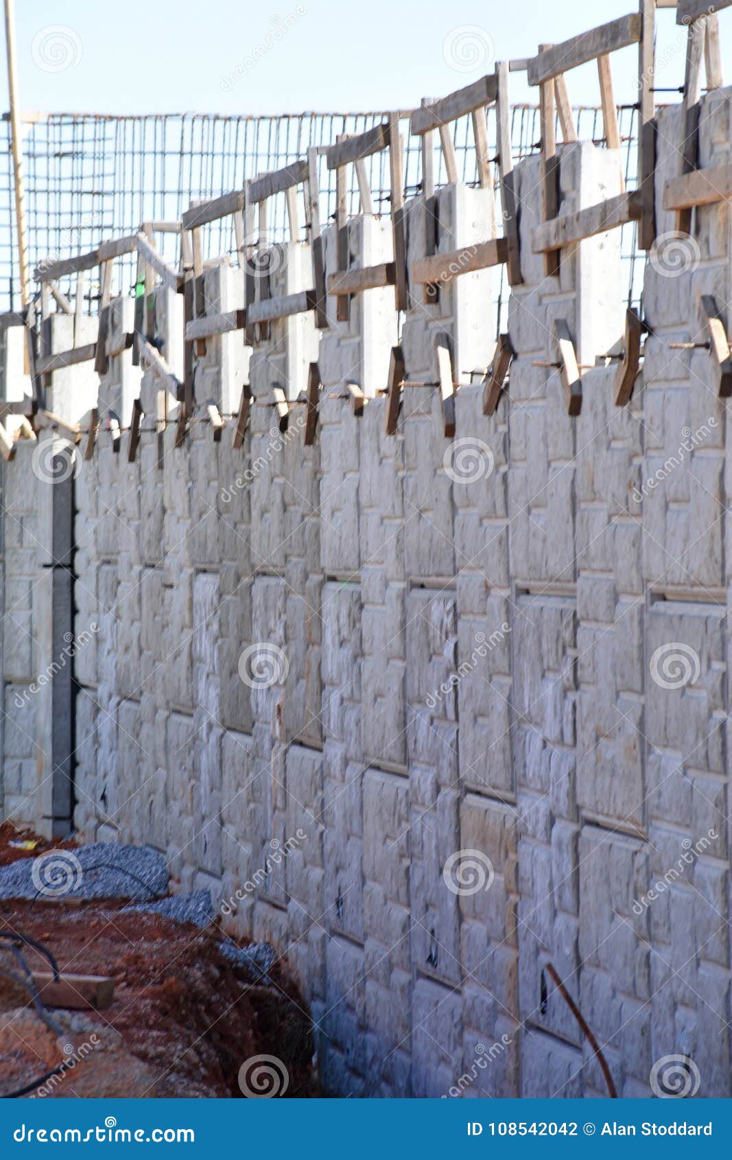 Interstate Highway Retaining Wall Under Construction Stock Photo ...
