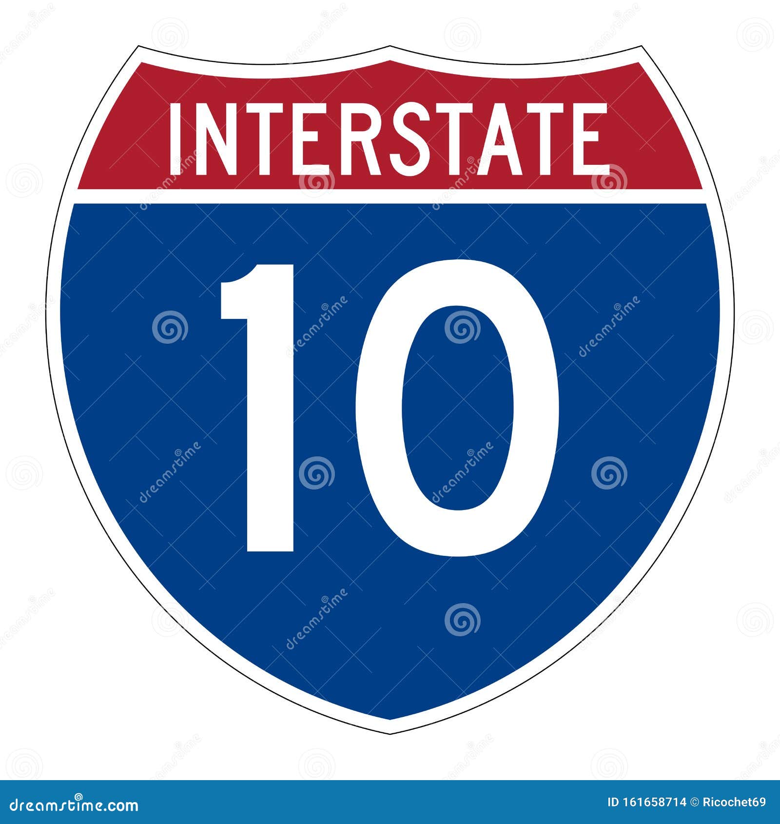 Interstate Highway 10 Road Sign Stock Illustration - Illustration of ...