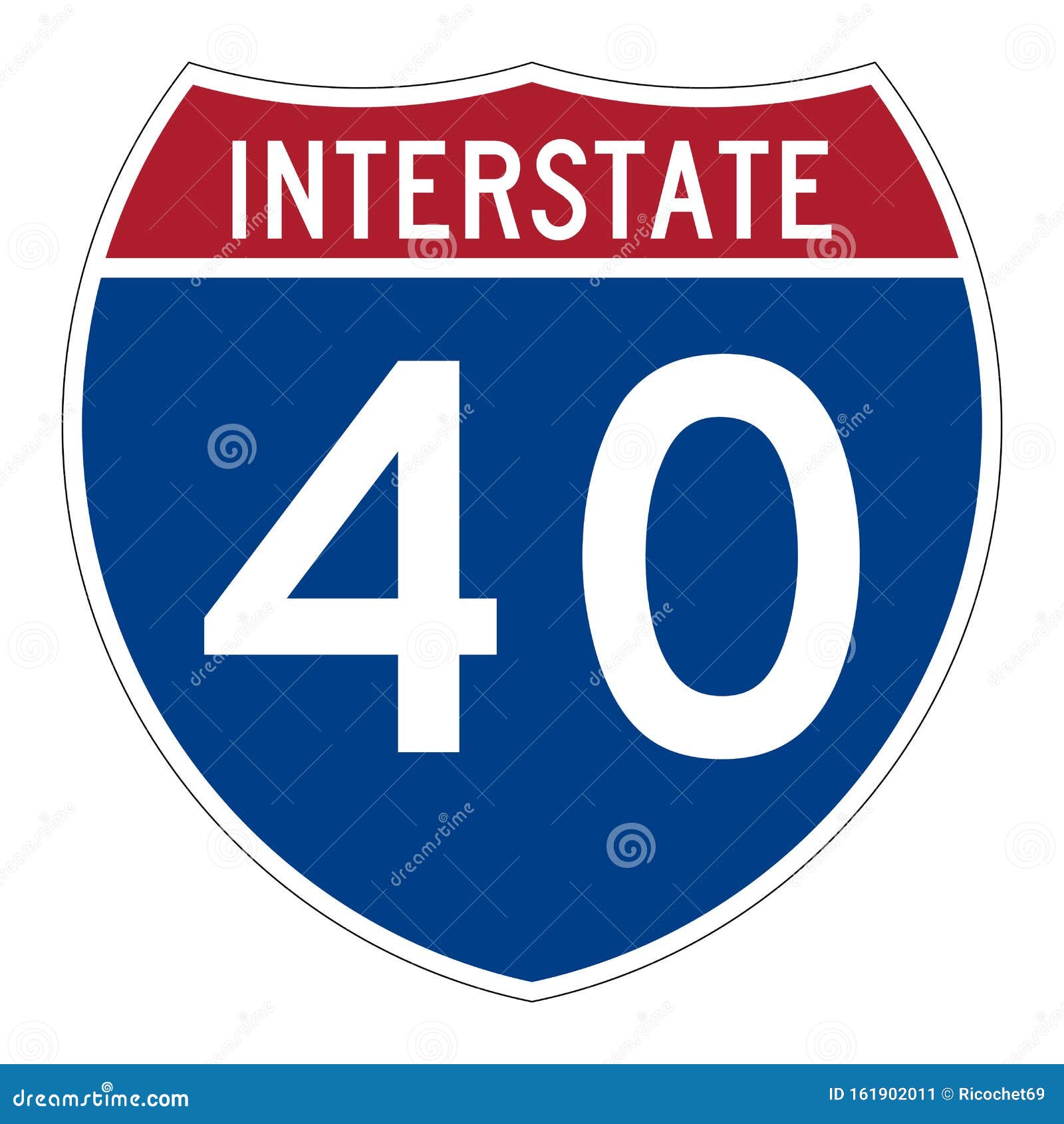 Interstate Highway 40 Road Sign Stock Illustration - Illustration of ...