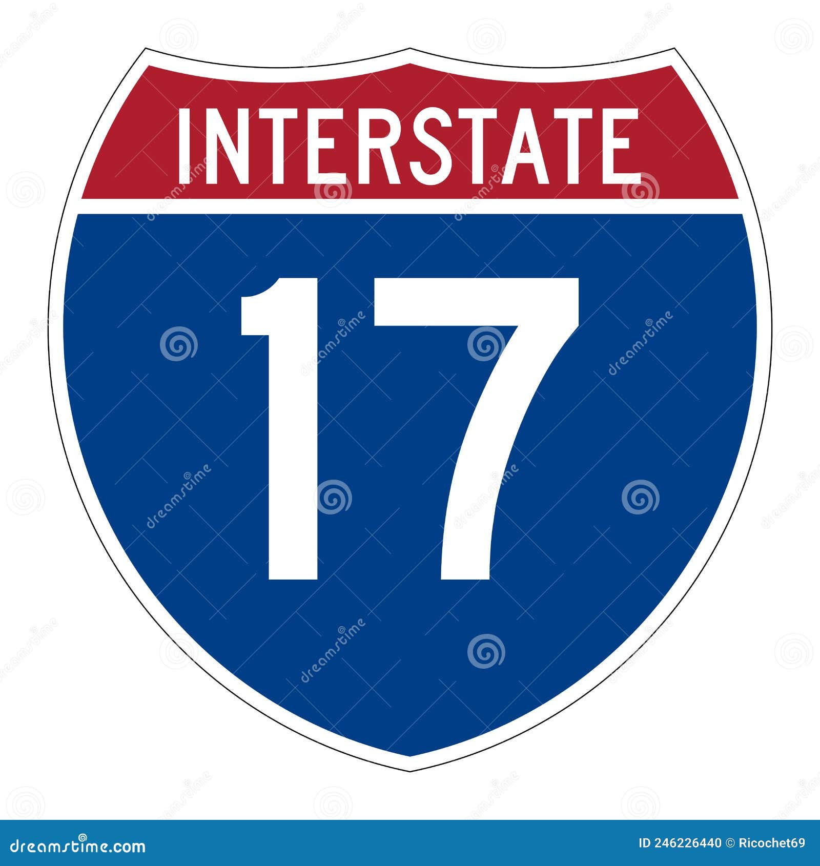 Interstate Highway 17 Road Sign Stock Illustration - Illustration of ...