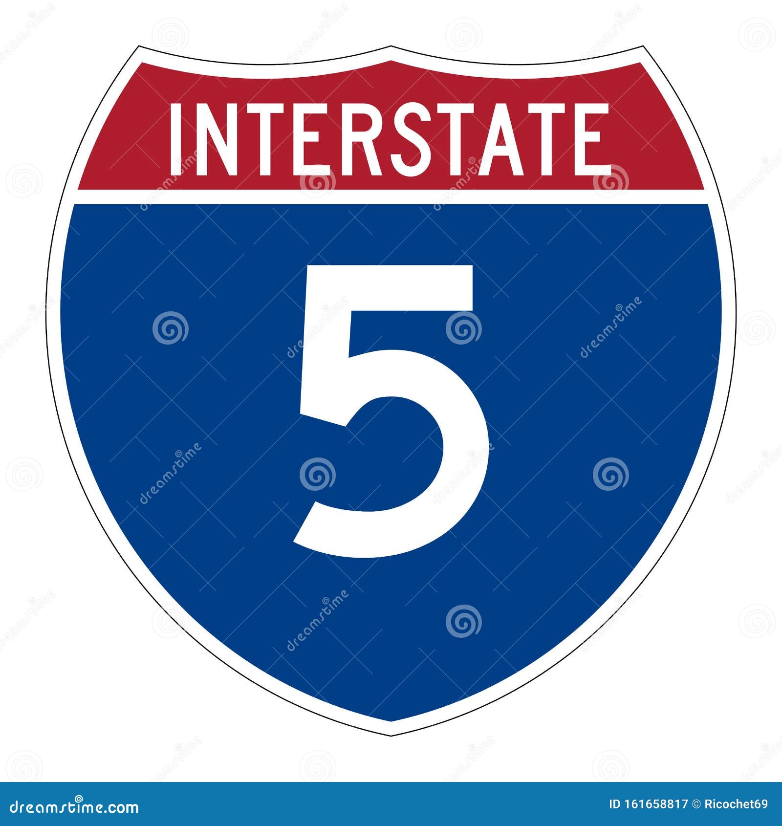 Interstate Highway 5 Road Sign Stock Illustration - Illustration of ...