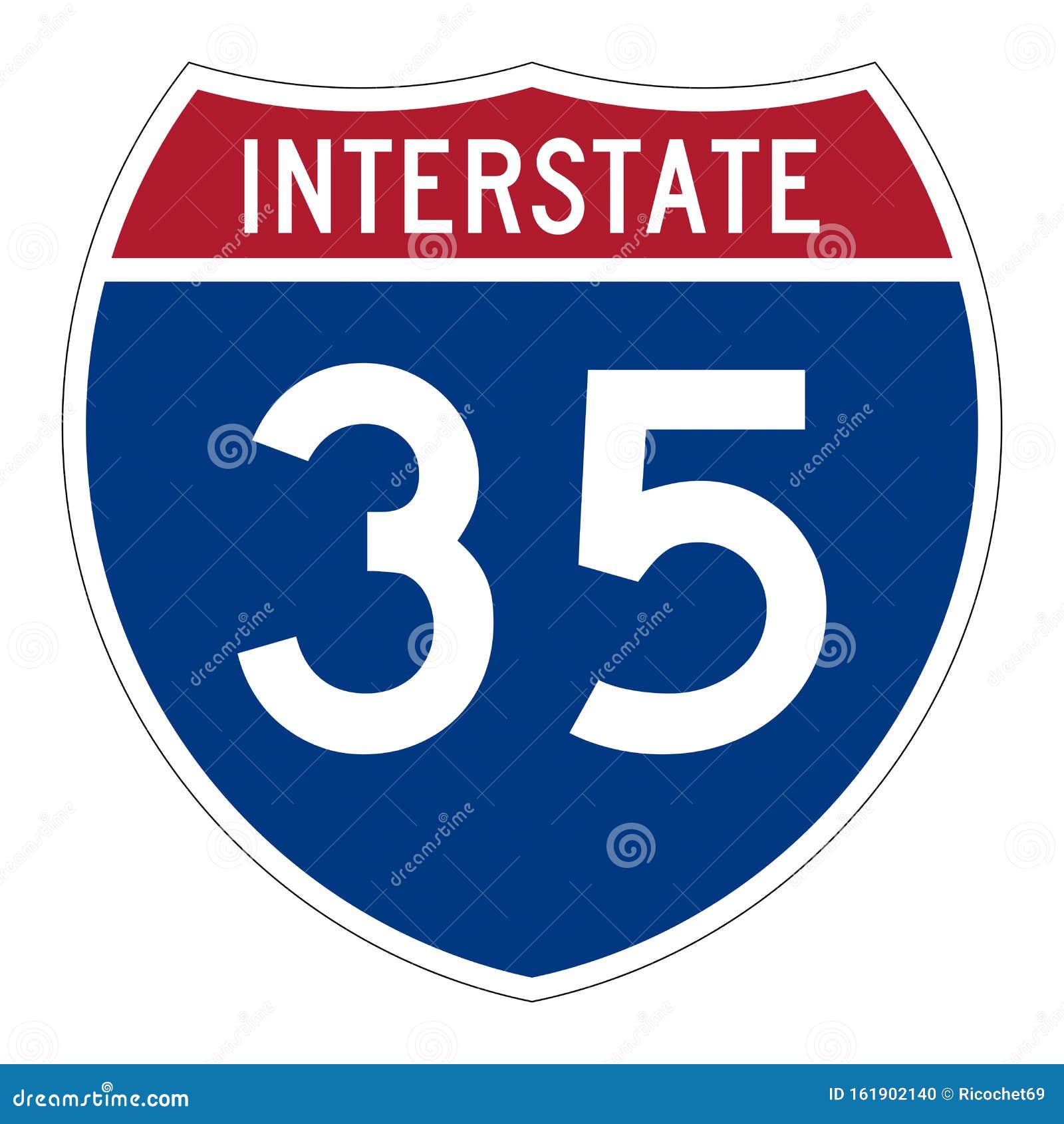 Interstate Highway 35 Road Sign Stock Illustration - Illustration of ...