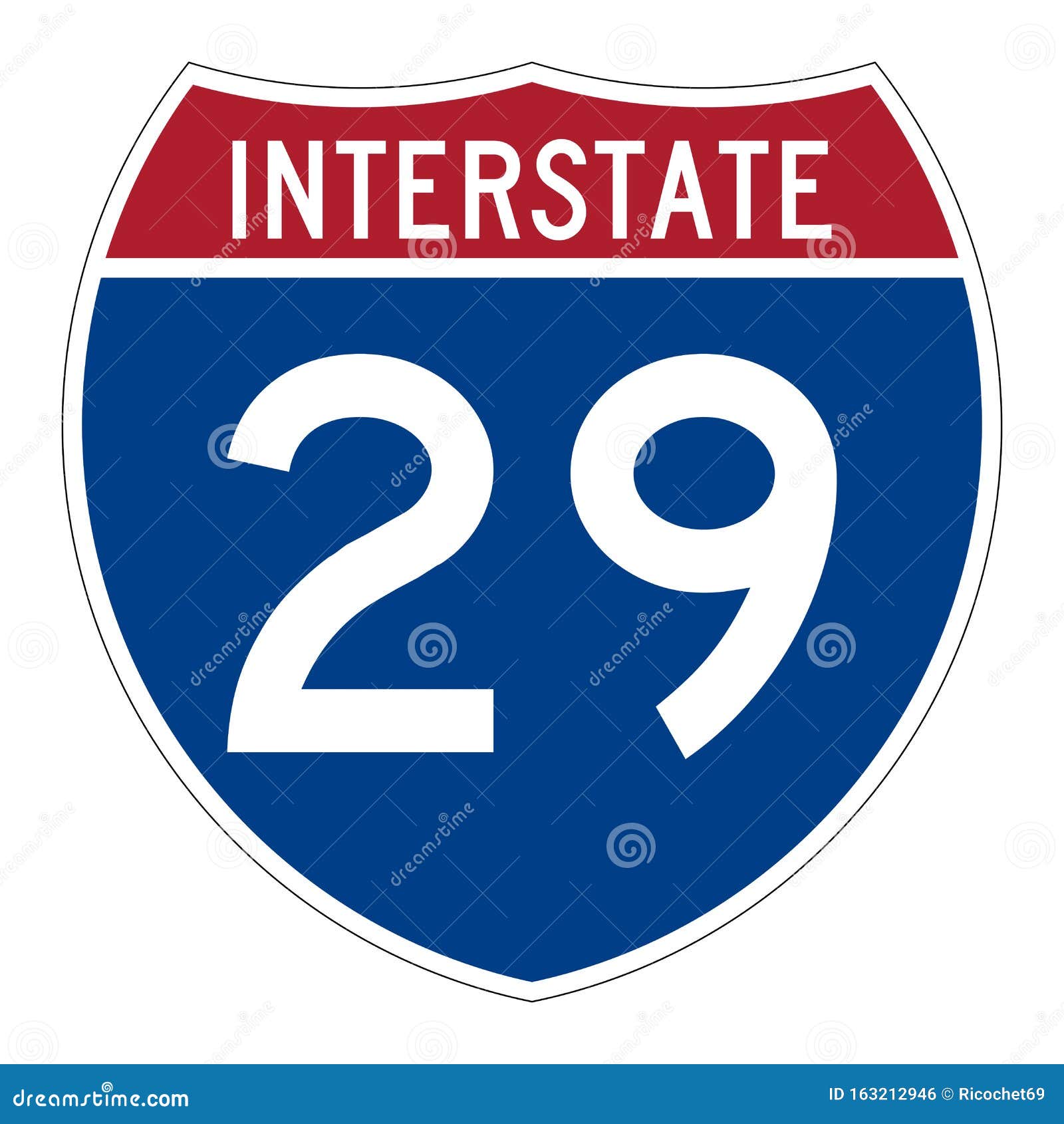 Interstate Highway 29 Road Sign Stock Illustration - Illustration of ...