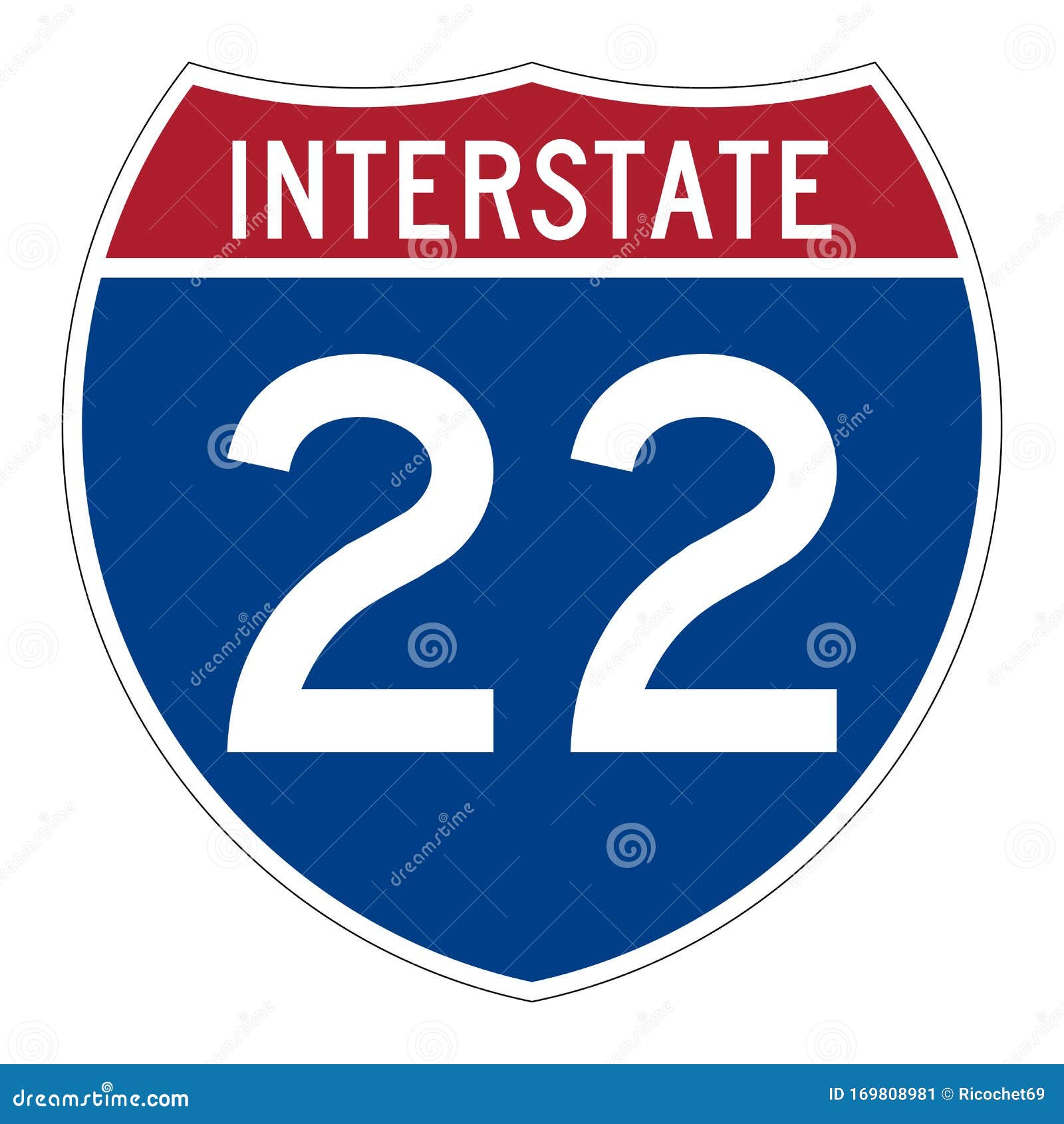 Interstate Highway 22 Road Sign Stock Illustration - Illustration of ...