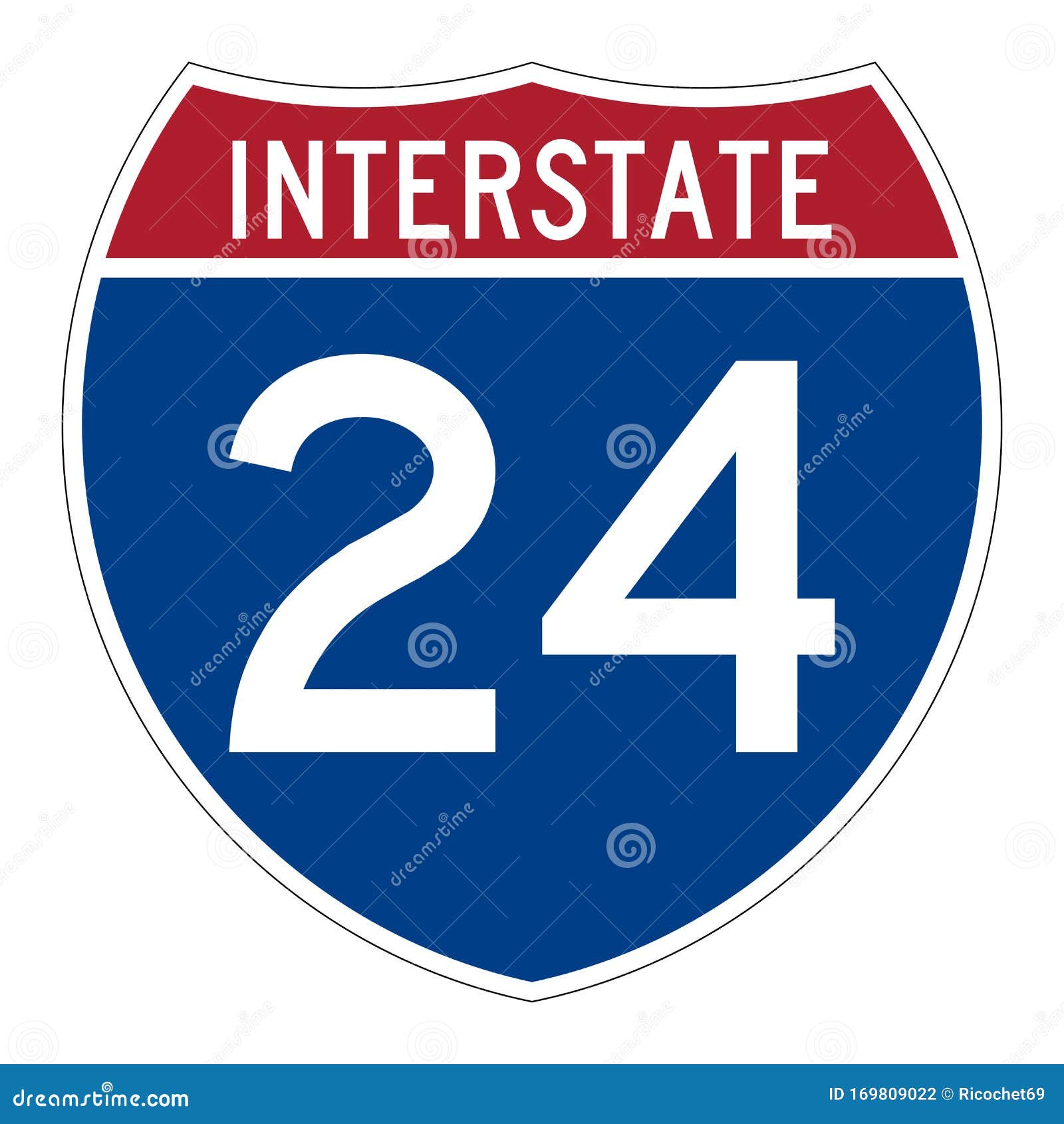 Interstate Highway 24 Road Sign Stock Illustration - Illustration of ...