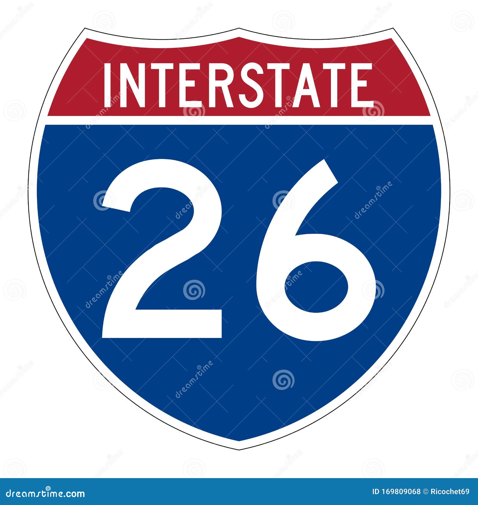 Interstate Highway 26 Road Sign Stock Illustration - Illustration of ...