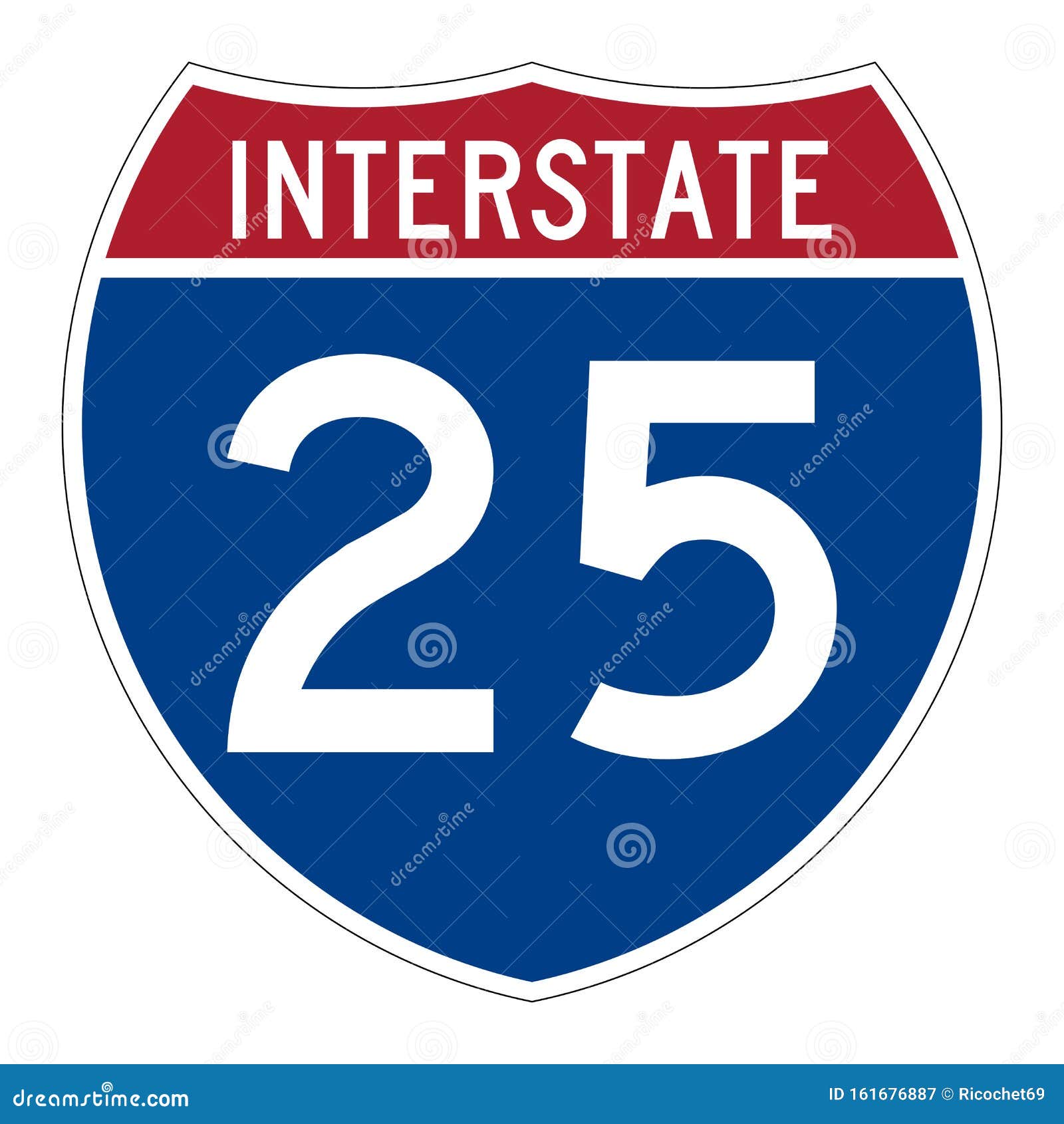 Interstate Highway 25 Road Sign Stock Illustration - Illustration of ...