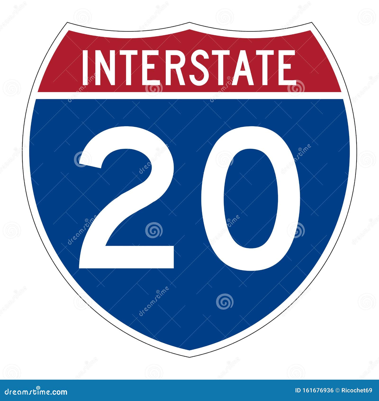 Interstate Highway 20 Road Sign Stock Illustration - Illustration of ...