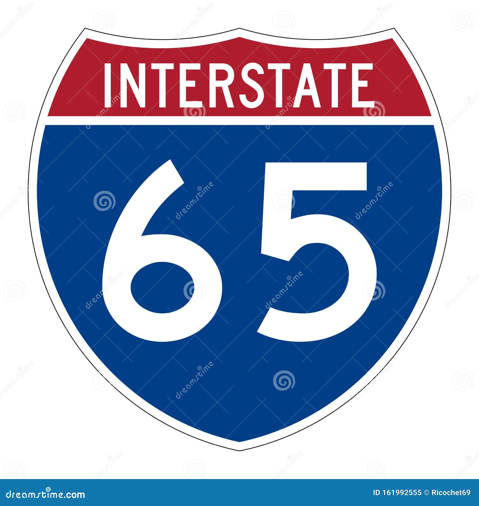 Interstate Highway 65 Road Sign Stock Illustration - Illustration of ...