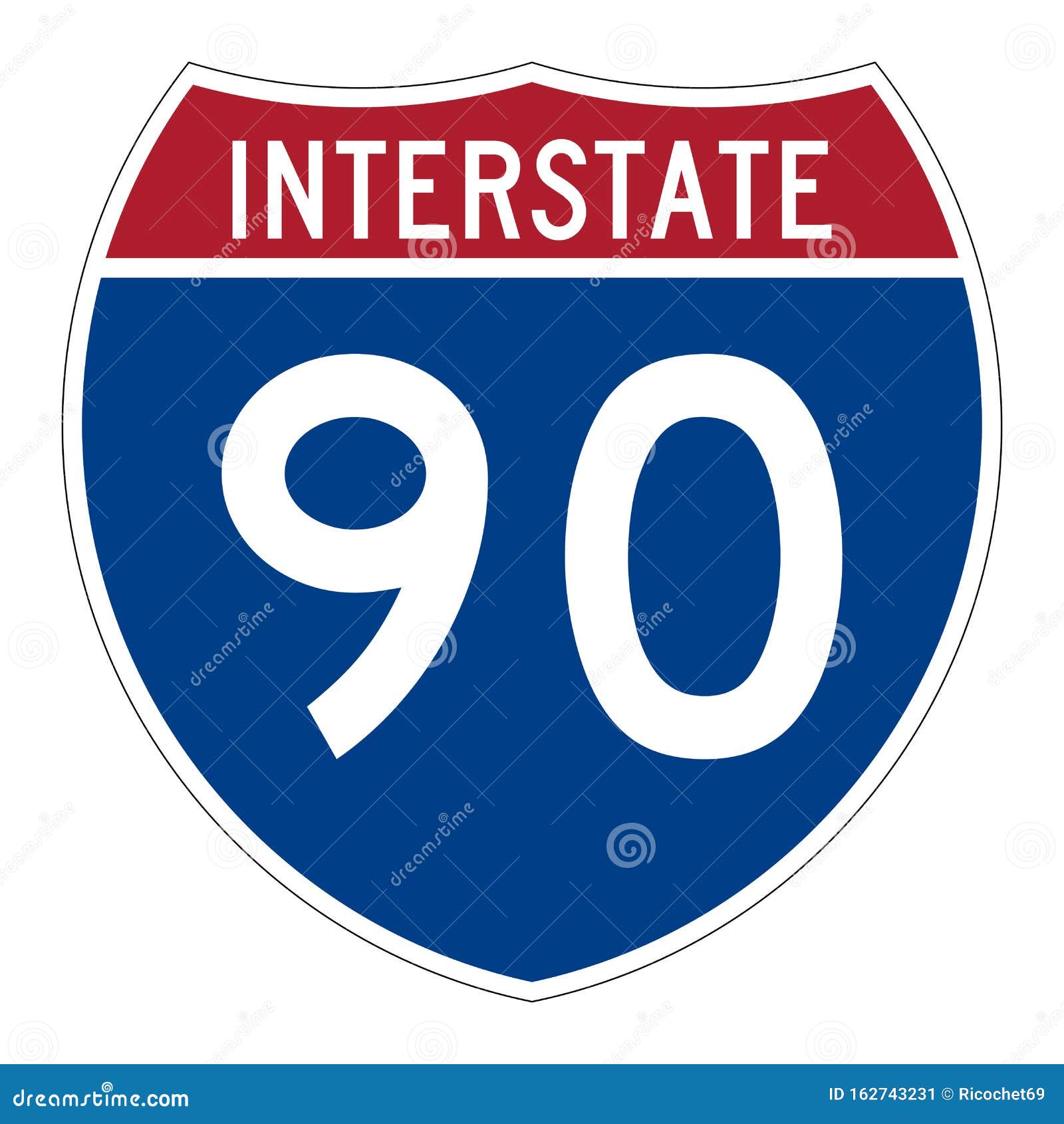 Interstate Highway 90 Road Sign Stock Illustration - Illustration of ...