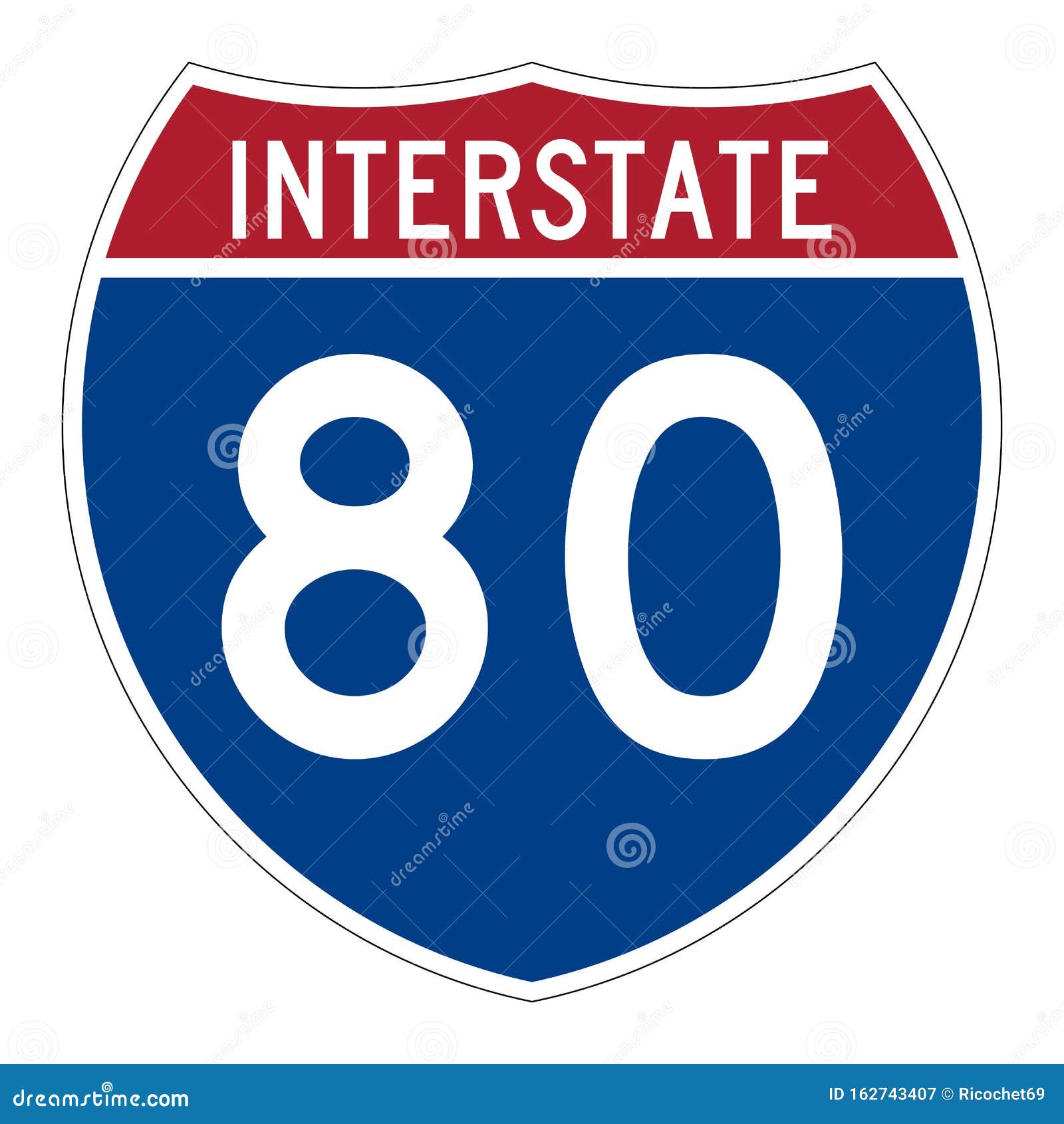 Interstate Highway 80 Road Sign Stock Illustration - Illustration of ...