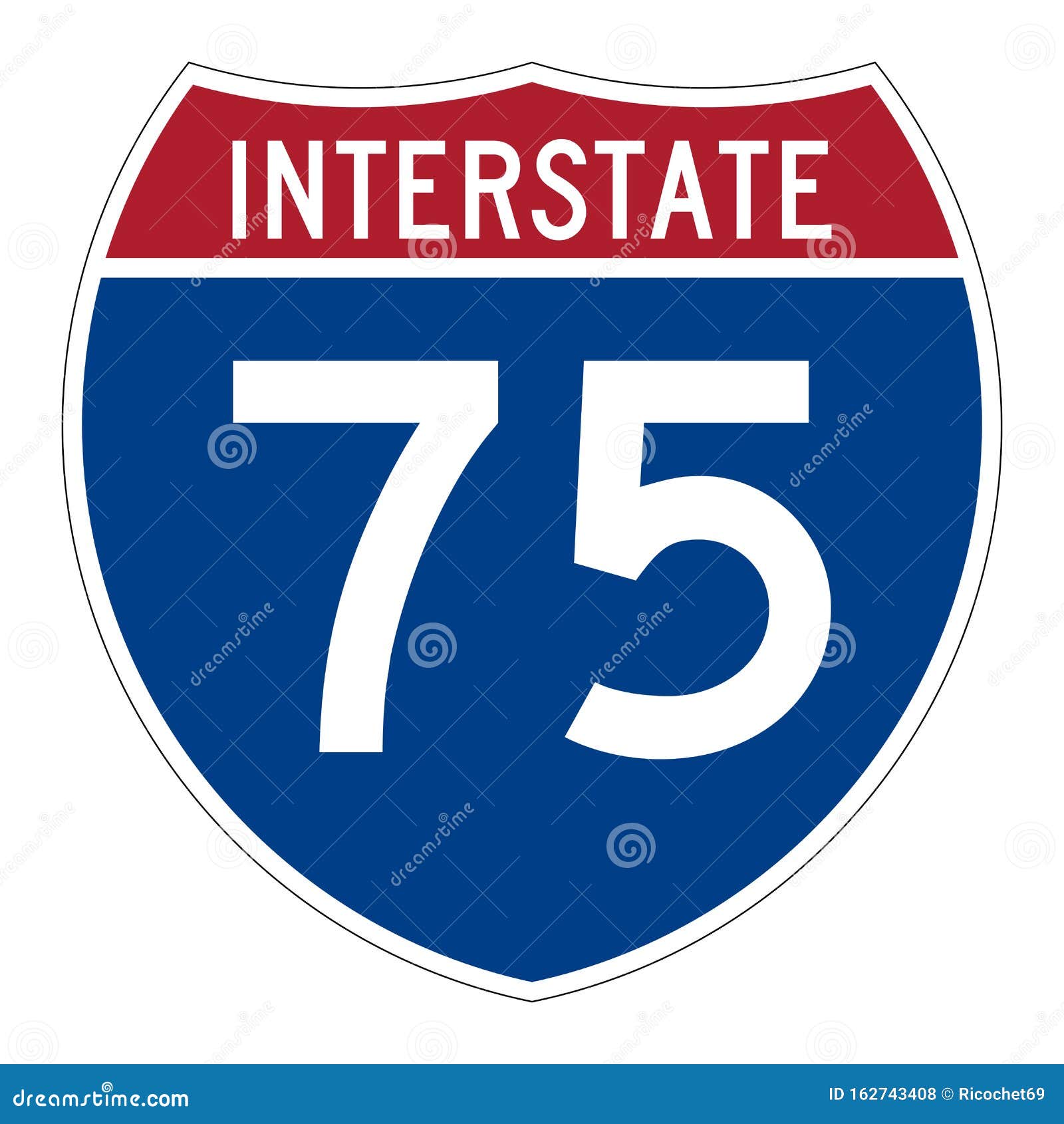 Interstate Highway 75 Road Sign Stock Illustration - Illustration of ...