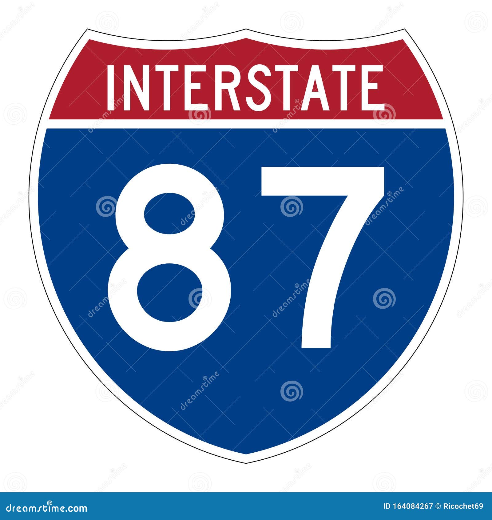 Interstate Highway 87 Road Sign Stock Illustration - Illustration of ...